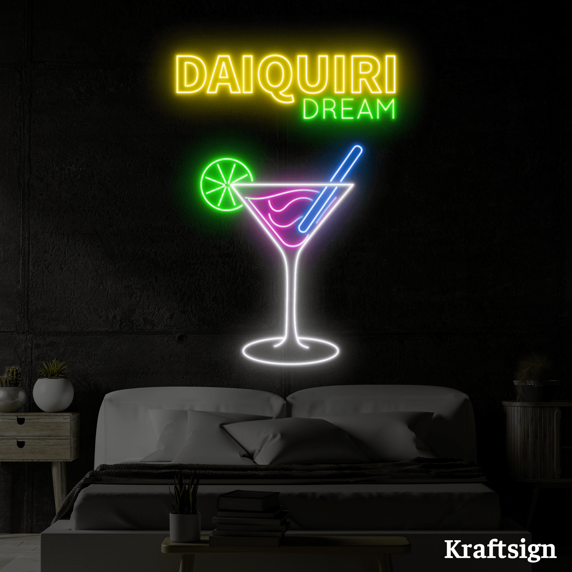 Craftnamesign Daiquiri Dream Neon Sign, Cocktail Shop Sign, Bar Club ...