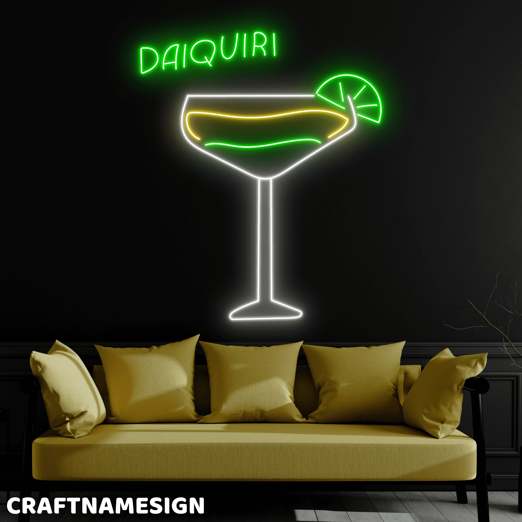 Craftnamesign Daiquiri Neon Sign, Bar Pub Wall Art, Home Bar Wall Decor ...