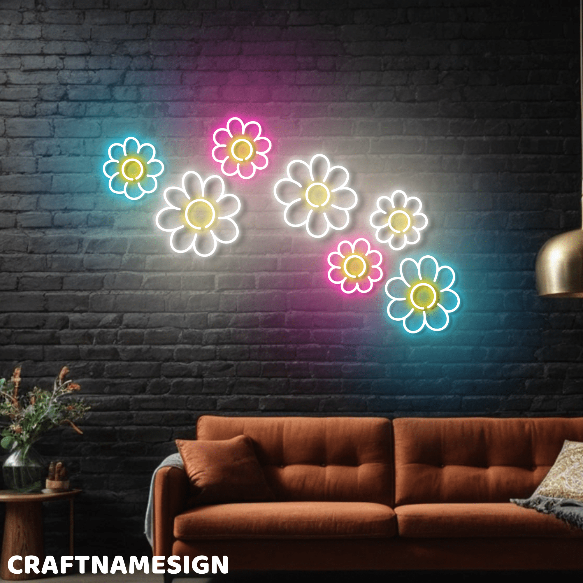 Craftnamesign Daisy Flower Neon Light For Wall Decor, Florist Shop LED ...