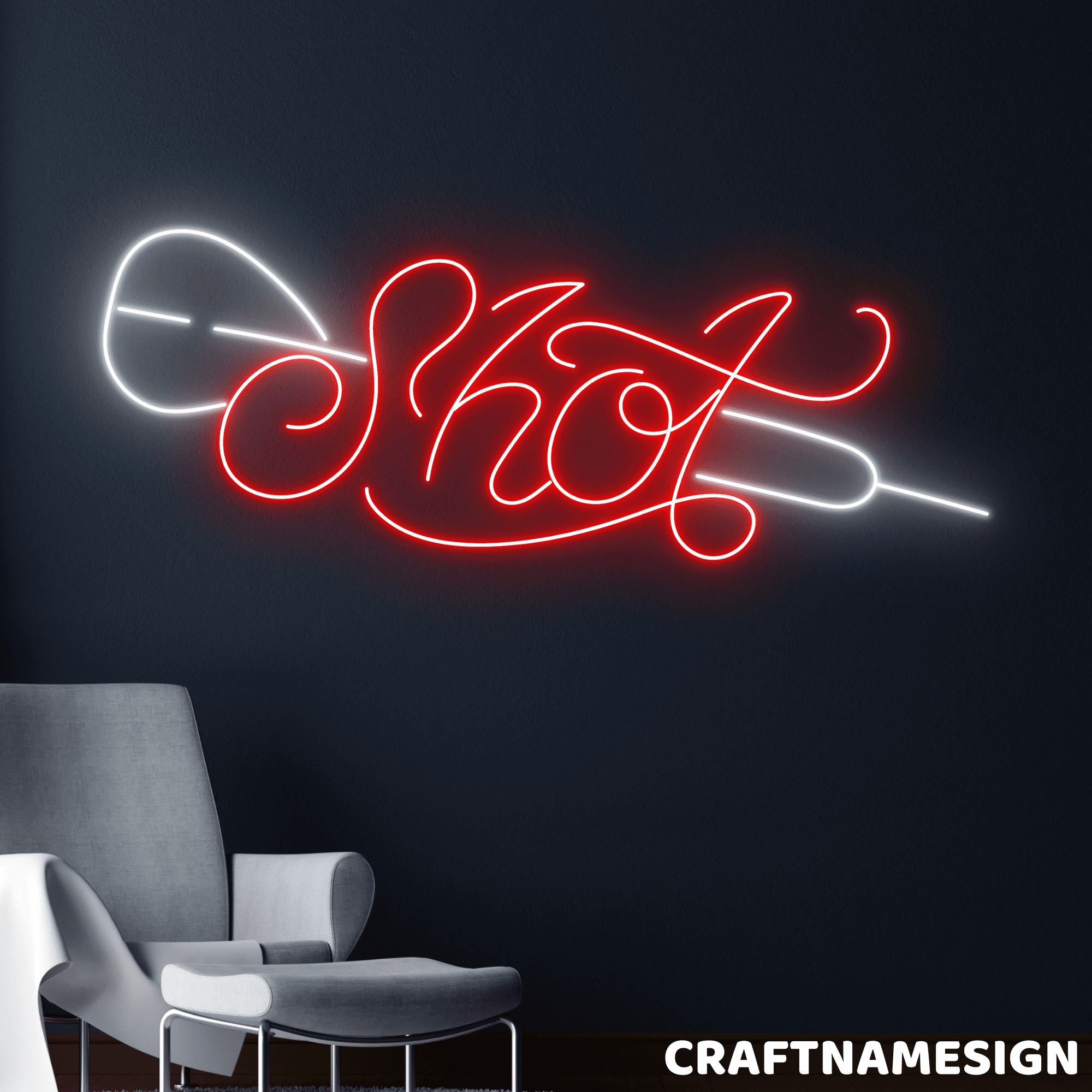 Craftnamesign Dart Shot Neon Sign, Dart Game Wall Decor, Game Central ...