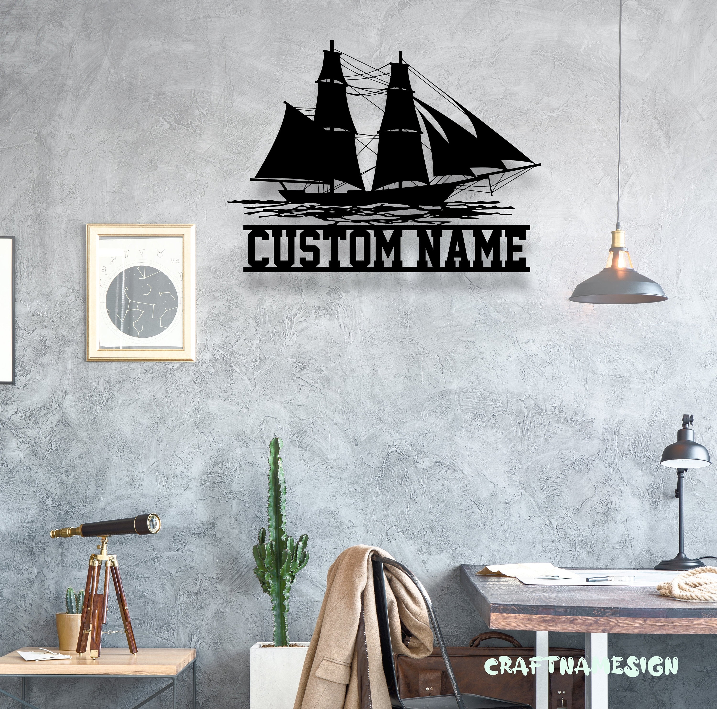 Craftnamesign Custom Sailboat Sailing Metal Wall Art LED Light ...