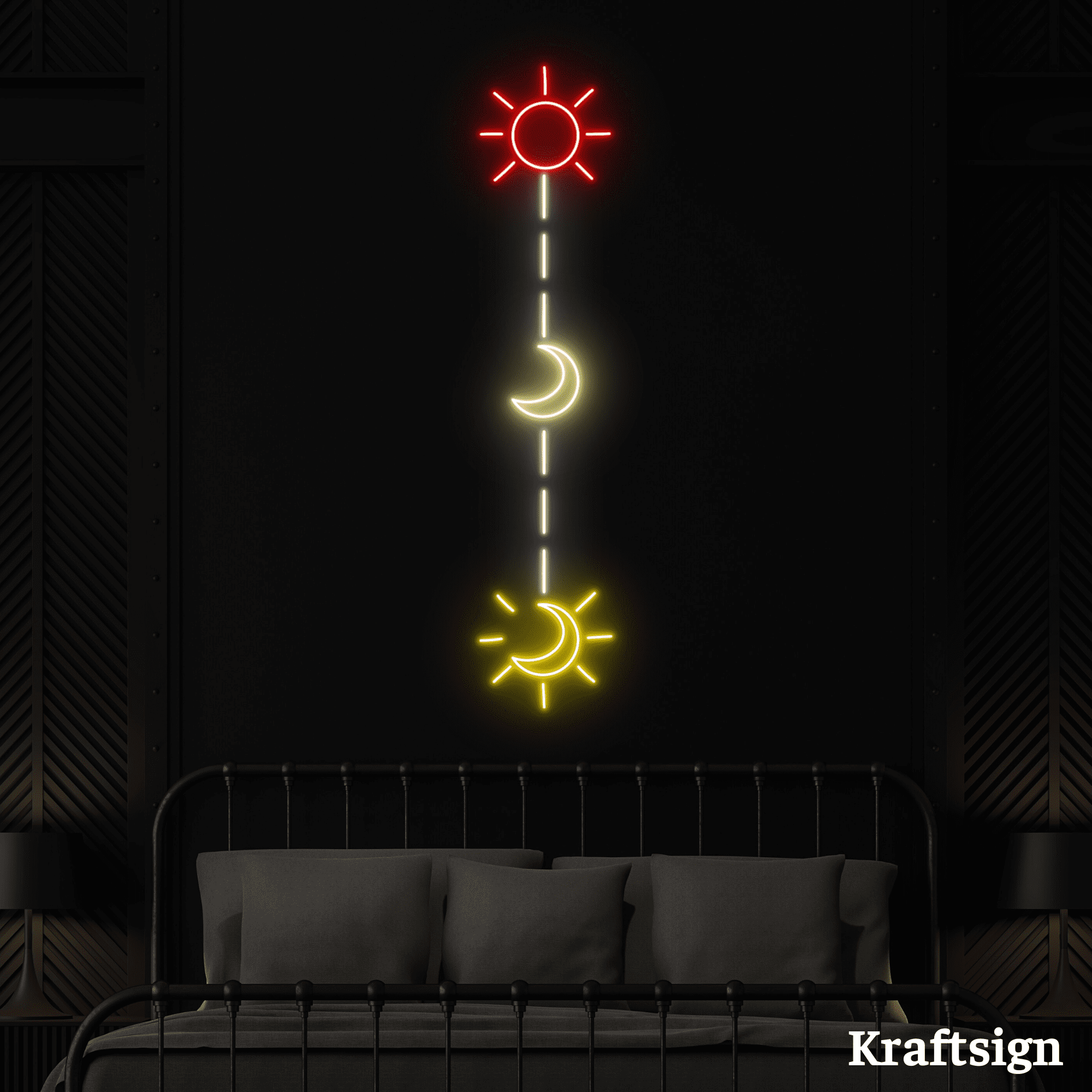 Craftnamesign Day And Night Neon Sign, Bedroom Decor, Sun Moon LED Sign ...