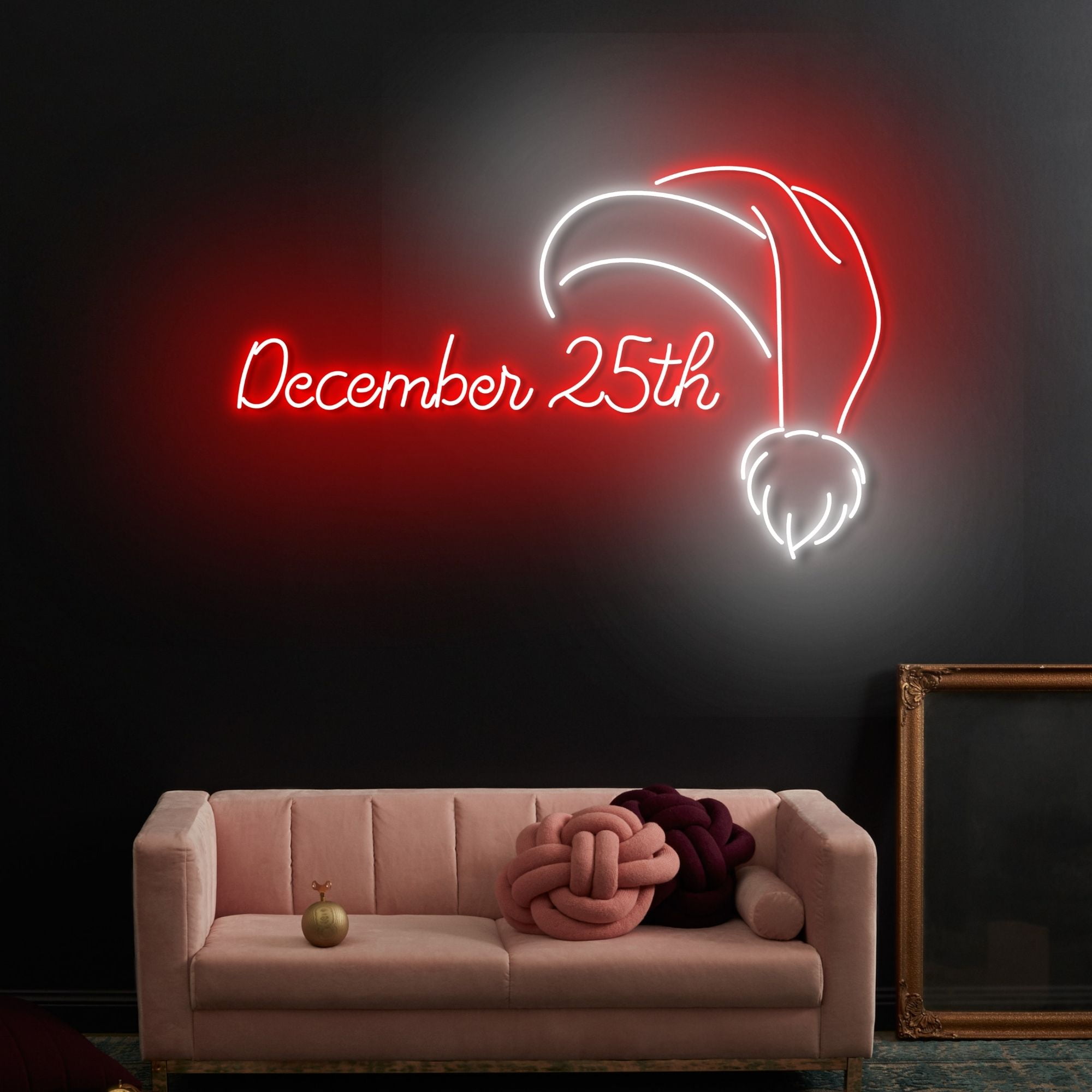 Craftnamesign December 25th Santa Hat Neon Light, Christmas Night LED ...