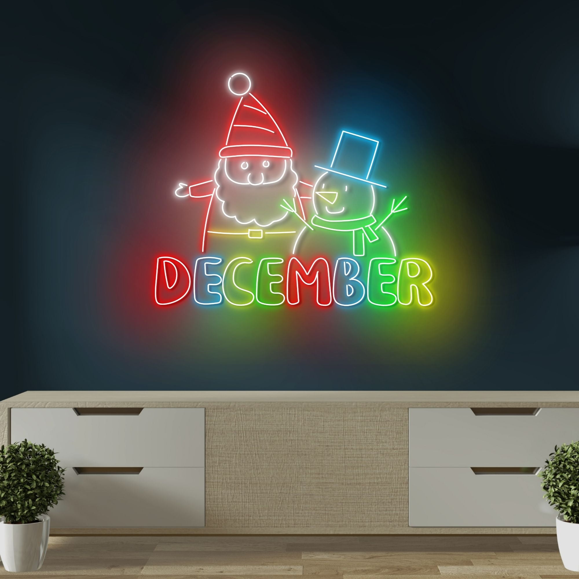 Craftnamesign December LED Neon Light Sign, Winter Season Wall Art ...