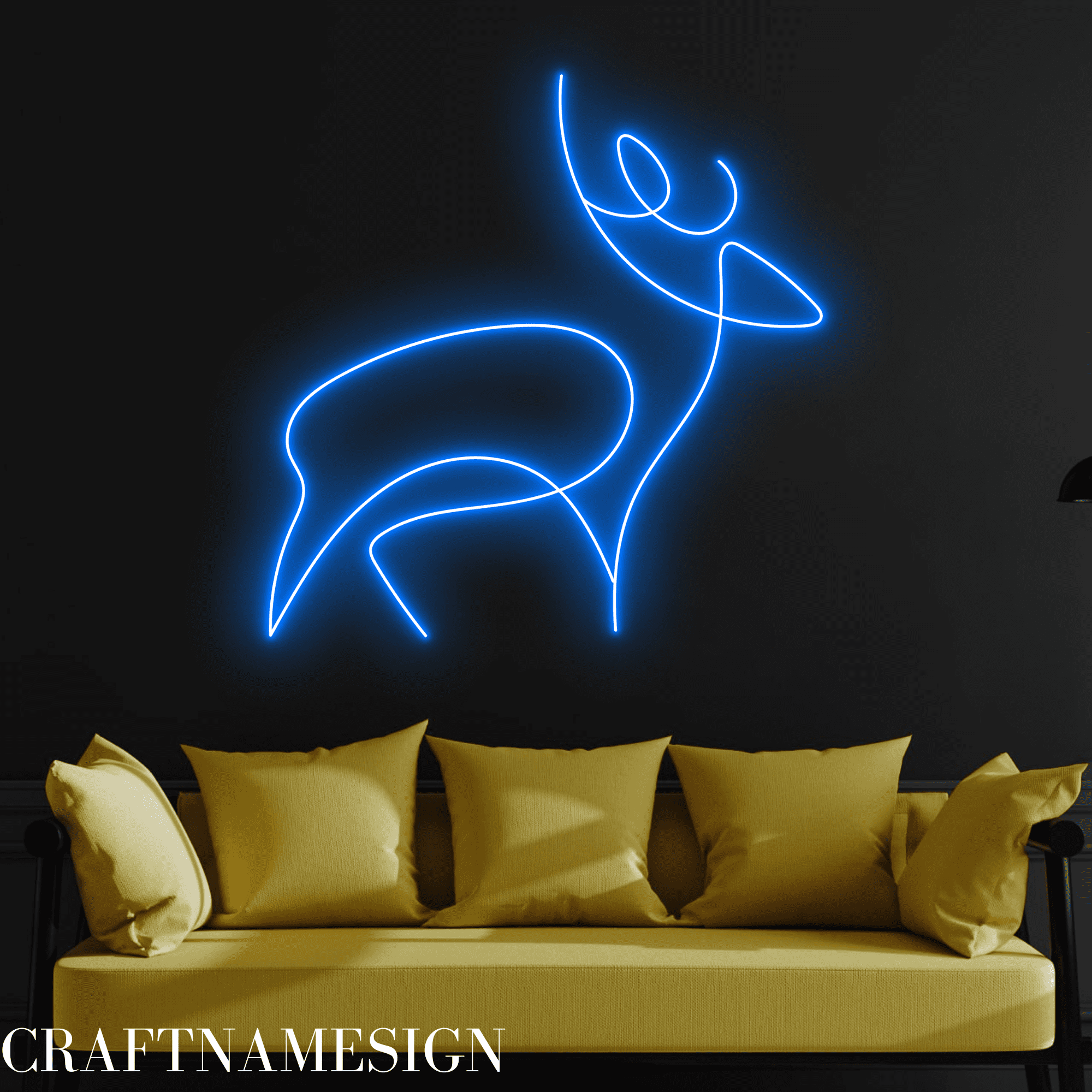 Craftnamesign Deer Line Art Neon Sign for Bedroom Shop Wall Decor ...