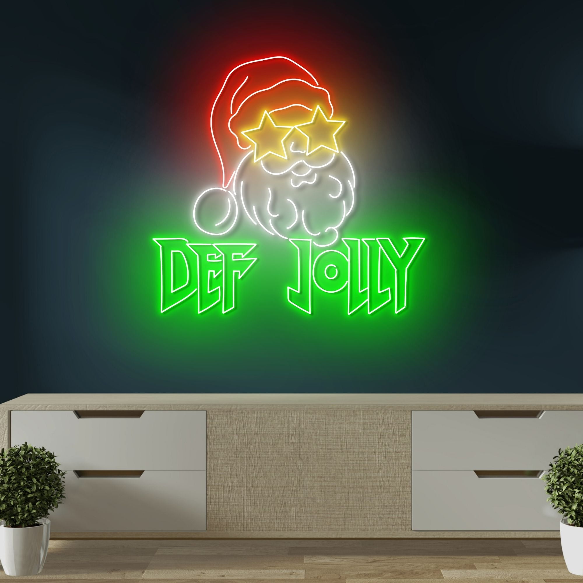 Craftnamesign Def Jolly Santa LED Neon Light, Santa Claus Wall Art ...