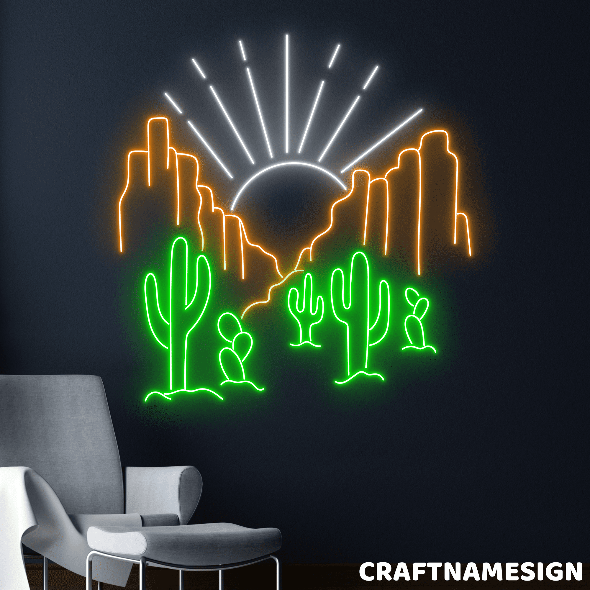 Craftnamesign Desert Neon Sign, Aesthetic Wall Decor, Living Room Wall Art - Walmart.com