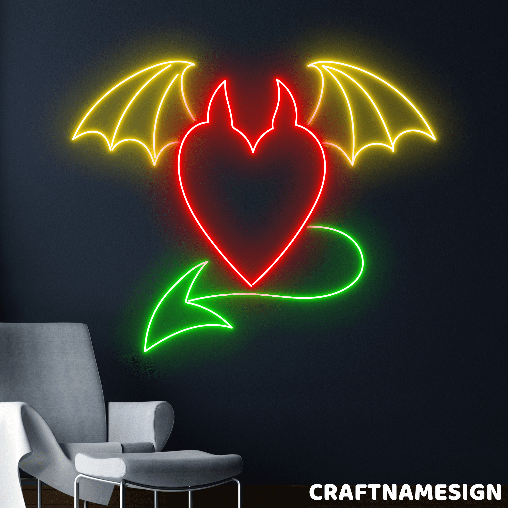 Craftnamesign Devil Neon Sign, Store Shop Wall Art, Bar Pub Led Light ...