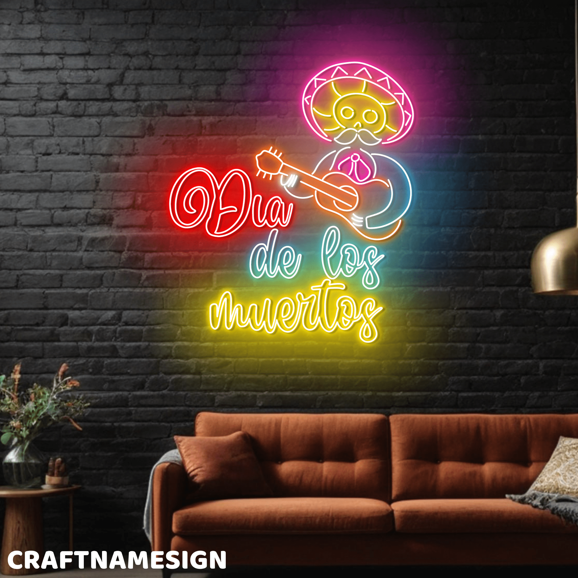 Craftnamesign Dia De Los Muertos Neon Light, Mexican Festival Day Of ...