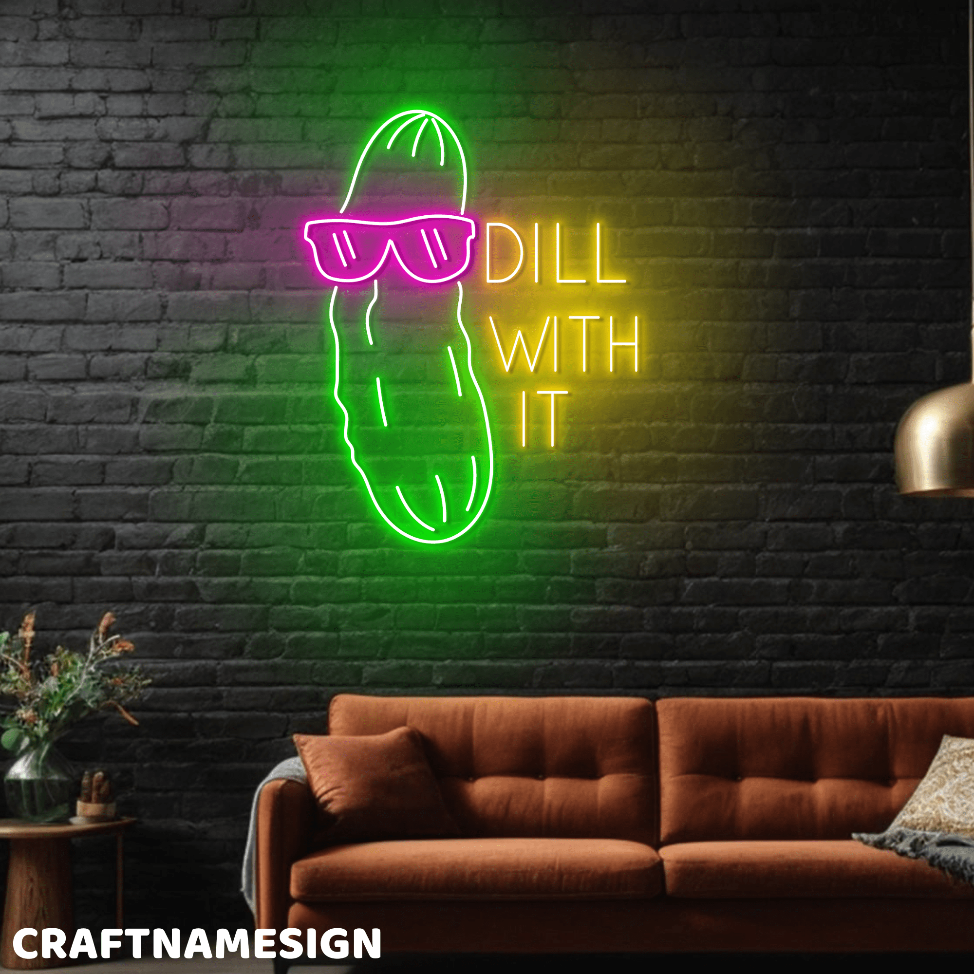 Craftnamesign Dill With It Pickles Neon Sign, Pickles Led Sign, Kitchen ...