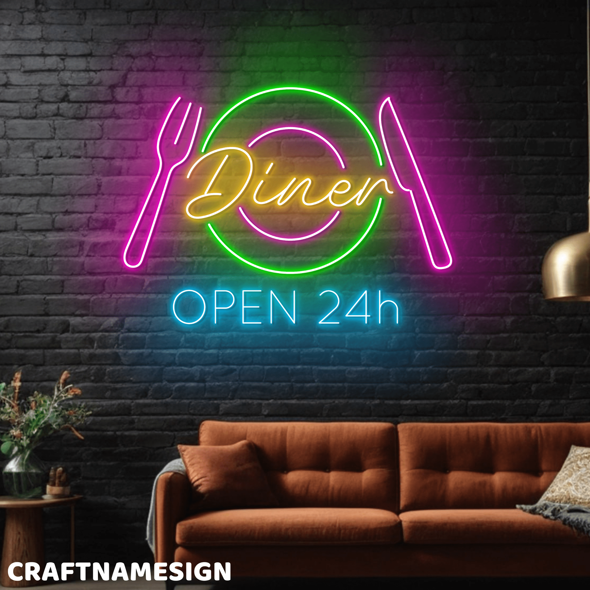 Craftnamesign Diner Open 24h Neon Light, Welcome Sign For Diner ...