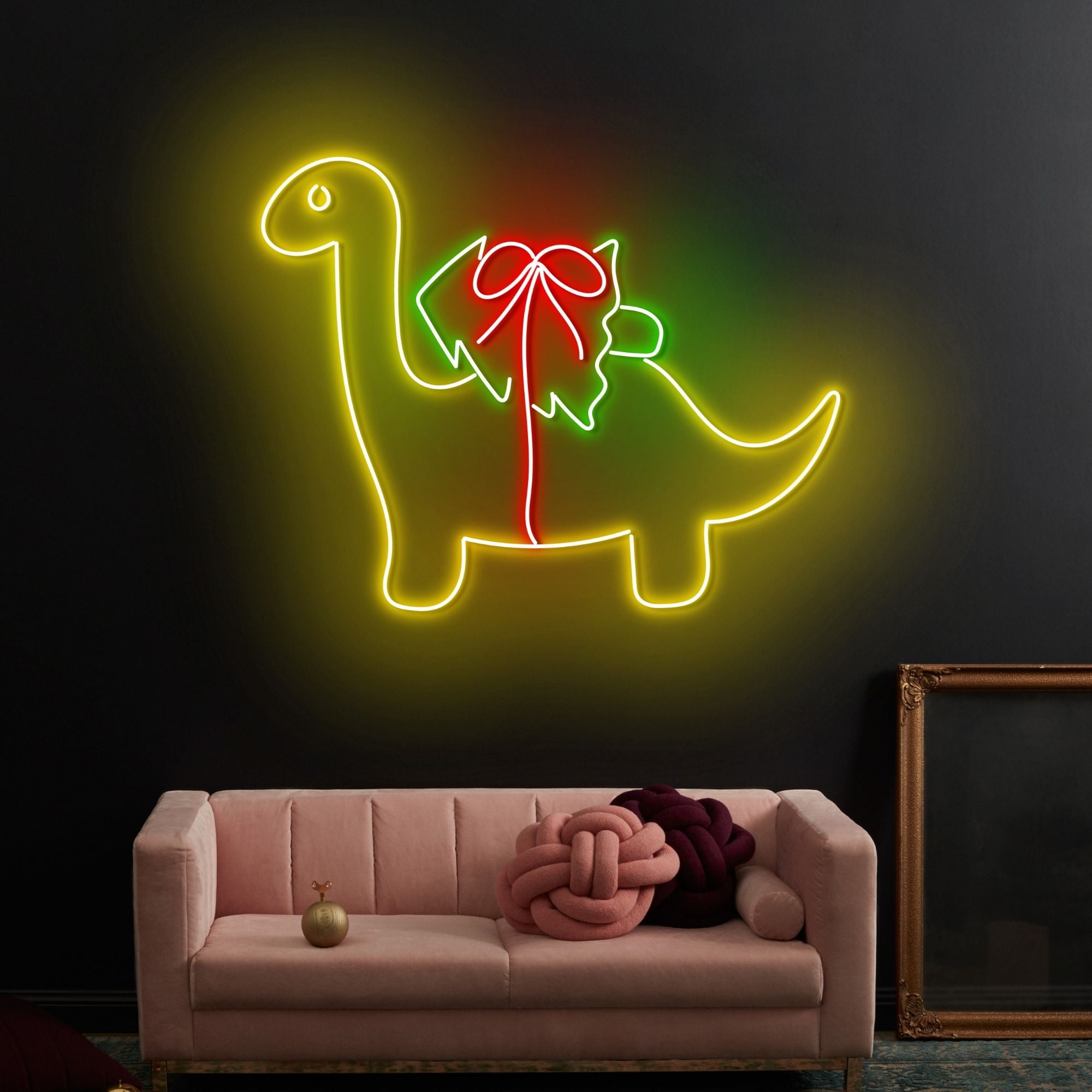 Craftnamesign Dinosaur Christmas Tree Neon Sign, Dinosaur Pine Tree LED ...