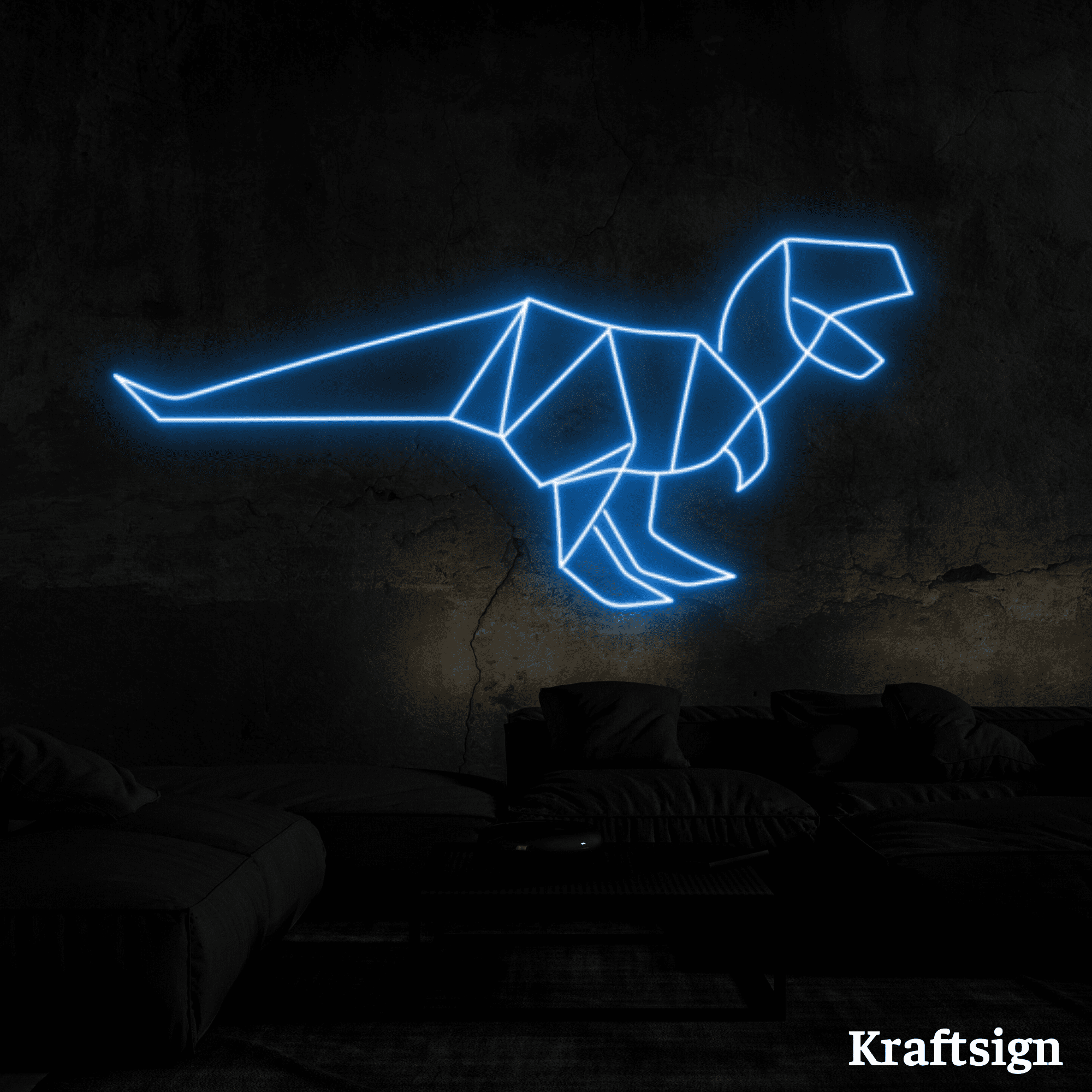Craftnamesign Dinosaur Geometric Neon Sign, Kid Room Decor, Man Cave ...