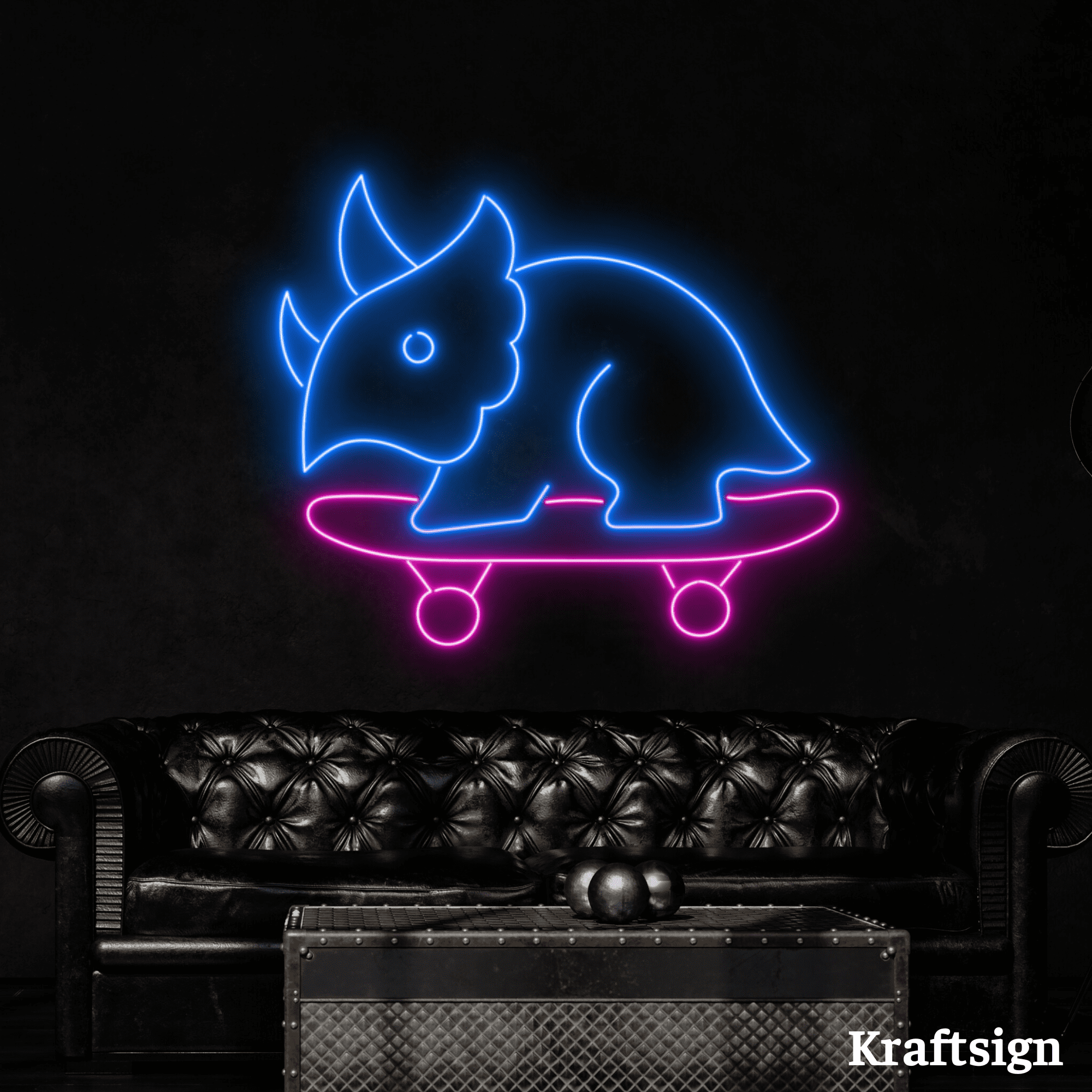 Craftnamesign Dinosaur Skateboard Neon Sign,Kid Room Decor,Skate Shop ...