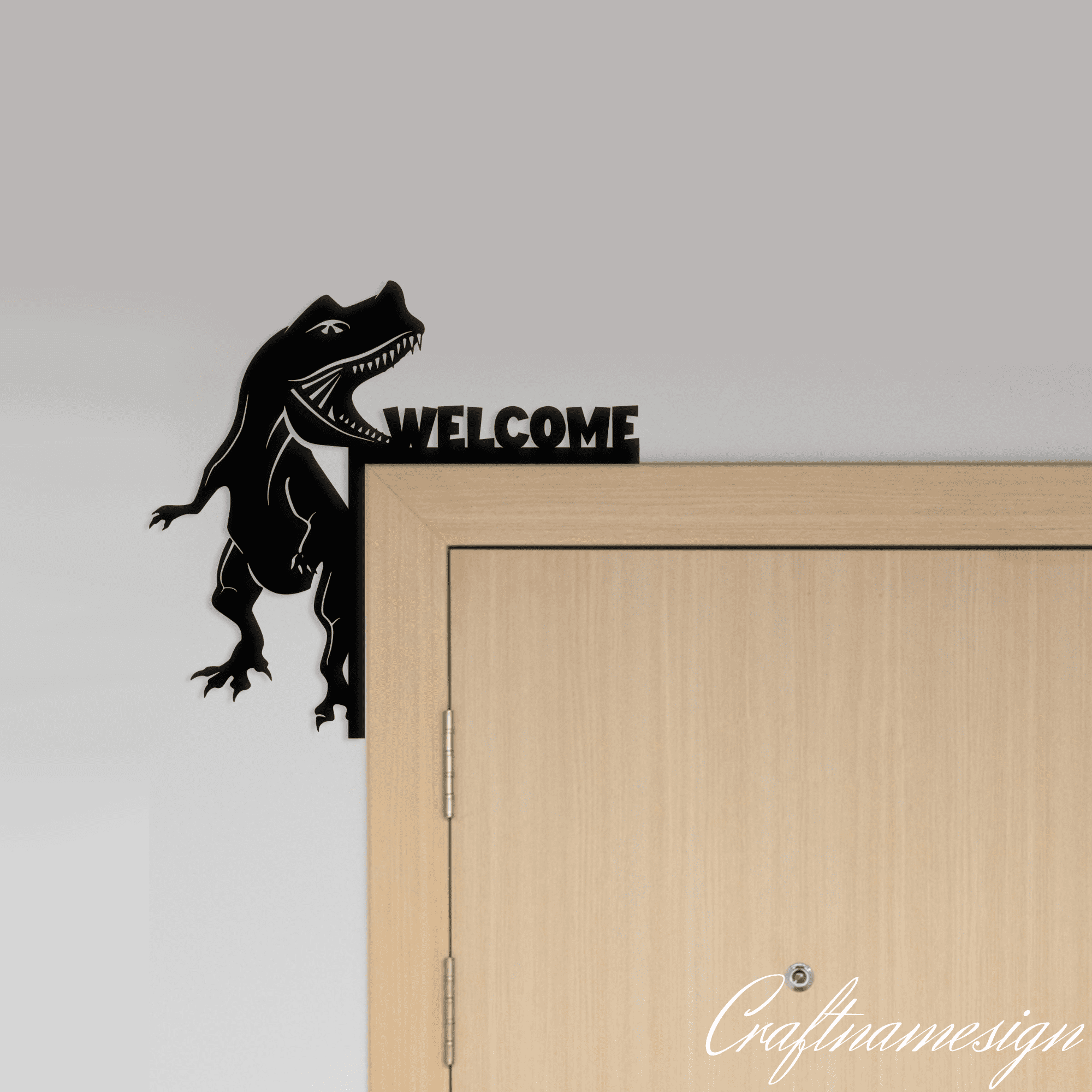 Craftnamesign Dinosaur Welcome Metal Door Corner, Dinosaur Sign ...