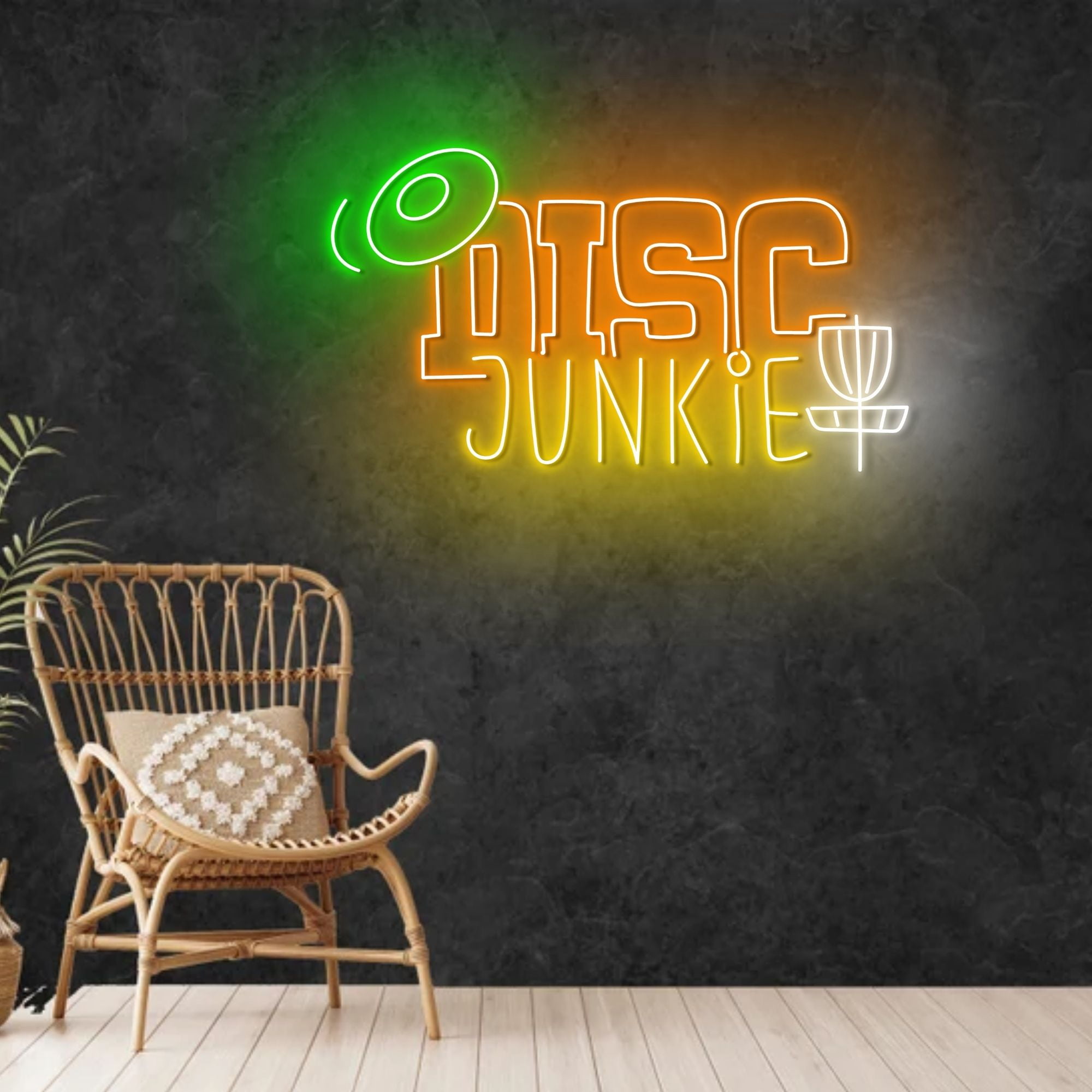 Craftnamesign Disc Junkie Neon Light, Music Disc Wall Art, Music Studio ...