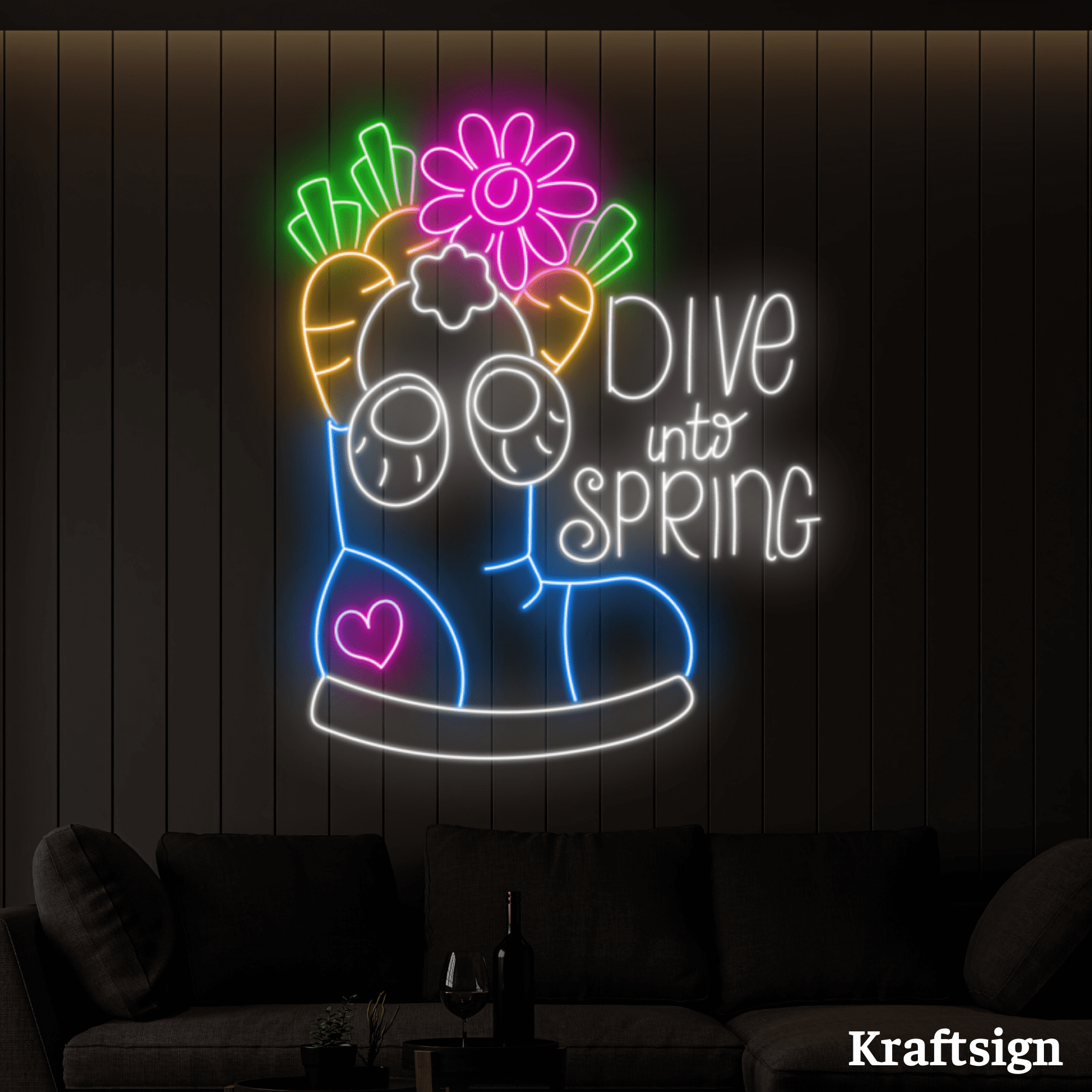 Craftnamesign Dive Into Spring Neon Sign, Easter Day Decor, Kid Room ...