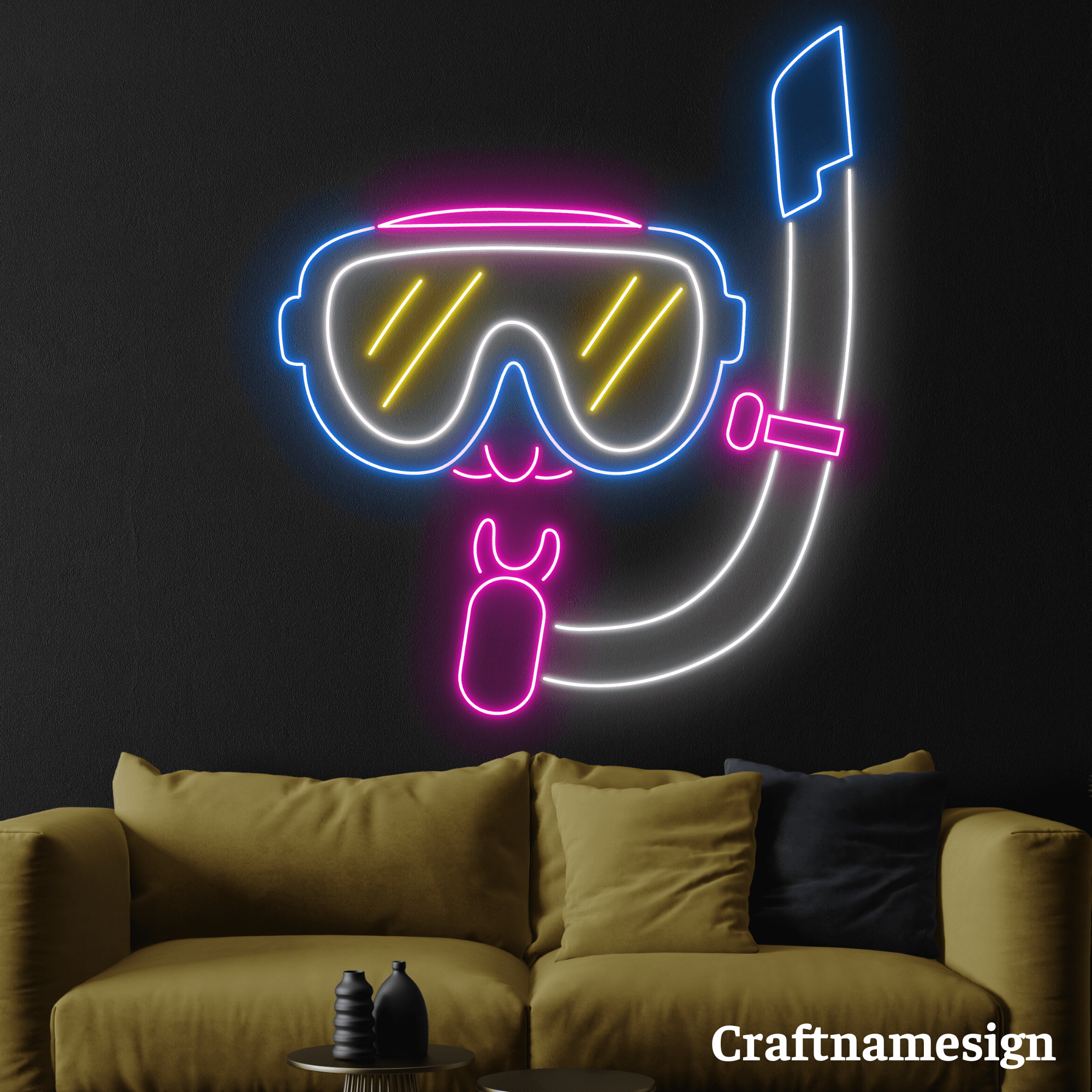 Craftnamesign Diving Mask Neon Sign for Bedroom Diver Room Diving Store ...
