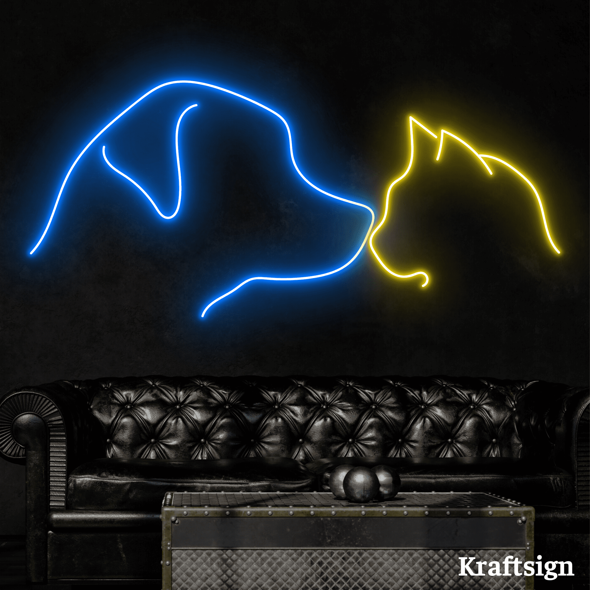 Craftnamesign Dog Cat Line Art Neon Sign, Pet Line Art, Pet Shop Decor ...