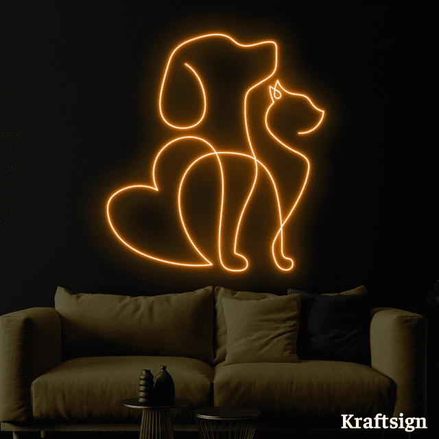 Craftnamesign Dog Cat With Heart Neon Sign,Pet Spa LED Sign,Bedroom ...