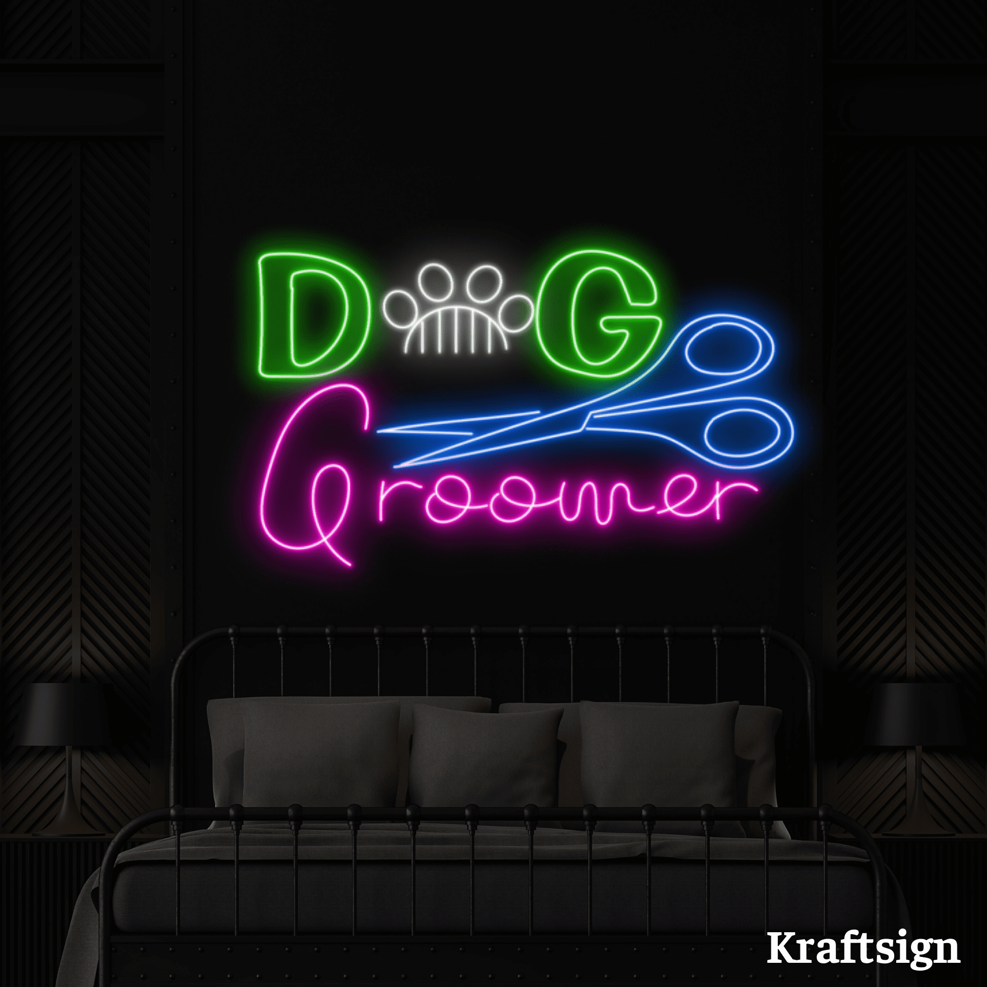 Craftnamesign Dog Groomer Neon Sign, Pet Grooming Decor, Pet Spa LED ...