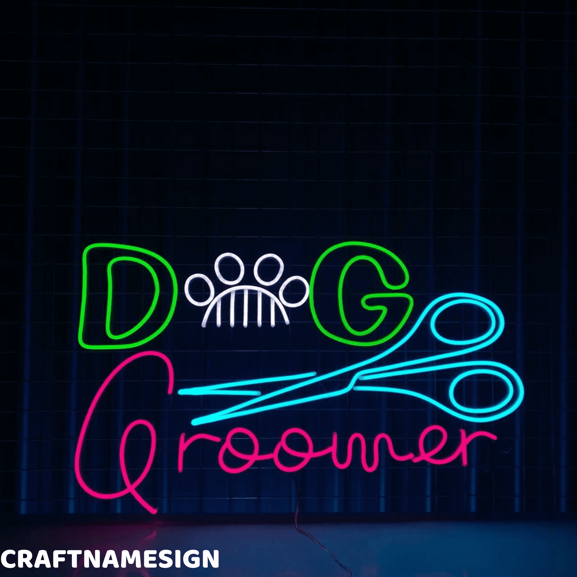 Craftnamesign Dog Groomer Neon Sign, Pet Spa Wall Art, Dog Grooming ...
