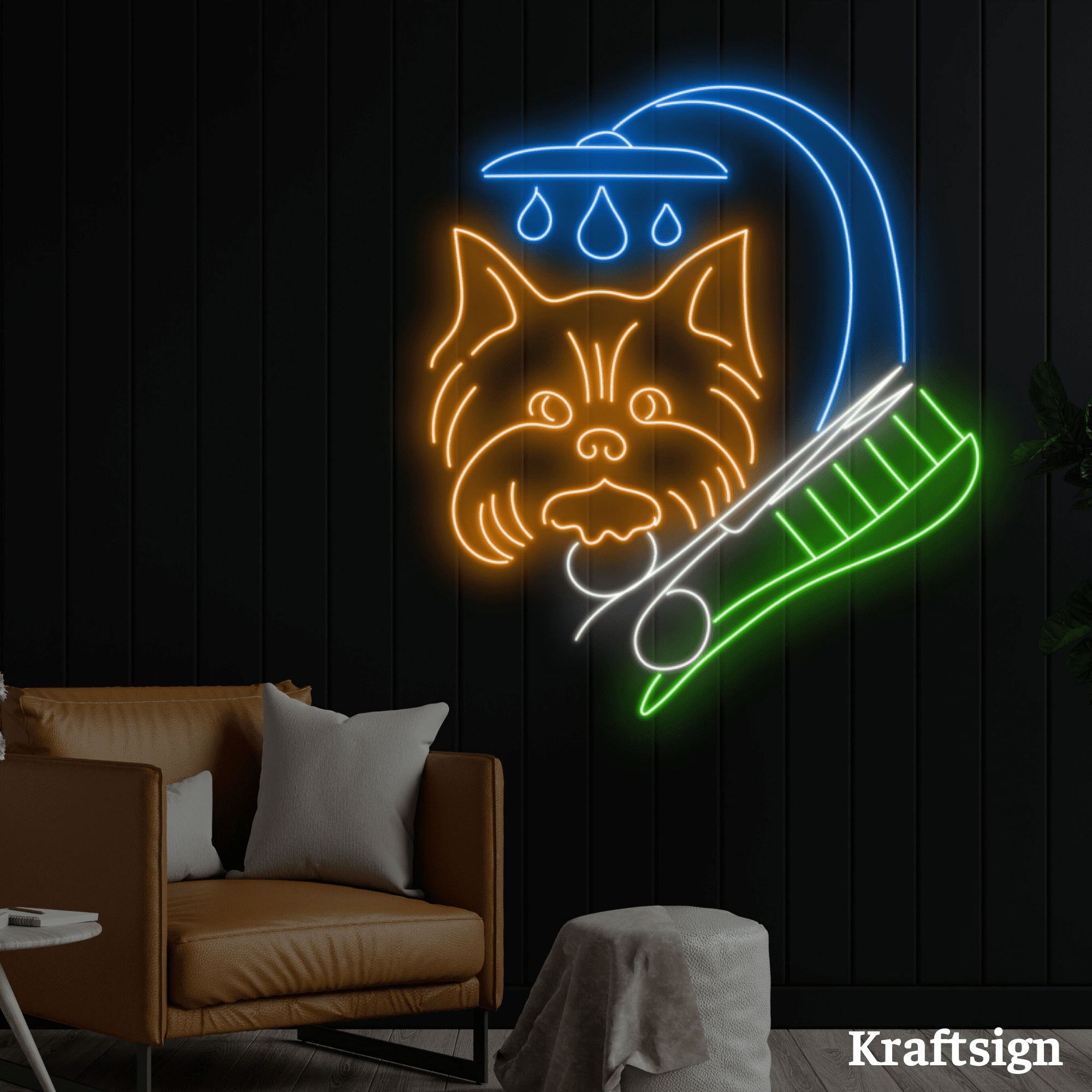 Craftnamesign Dog Grooming Neon Sign, Pet Grooming Decor, Dog LED Sign ...