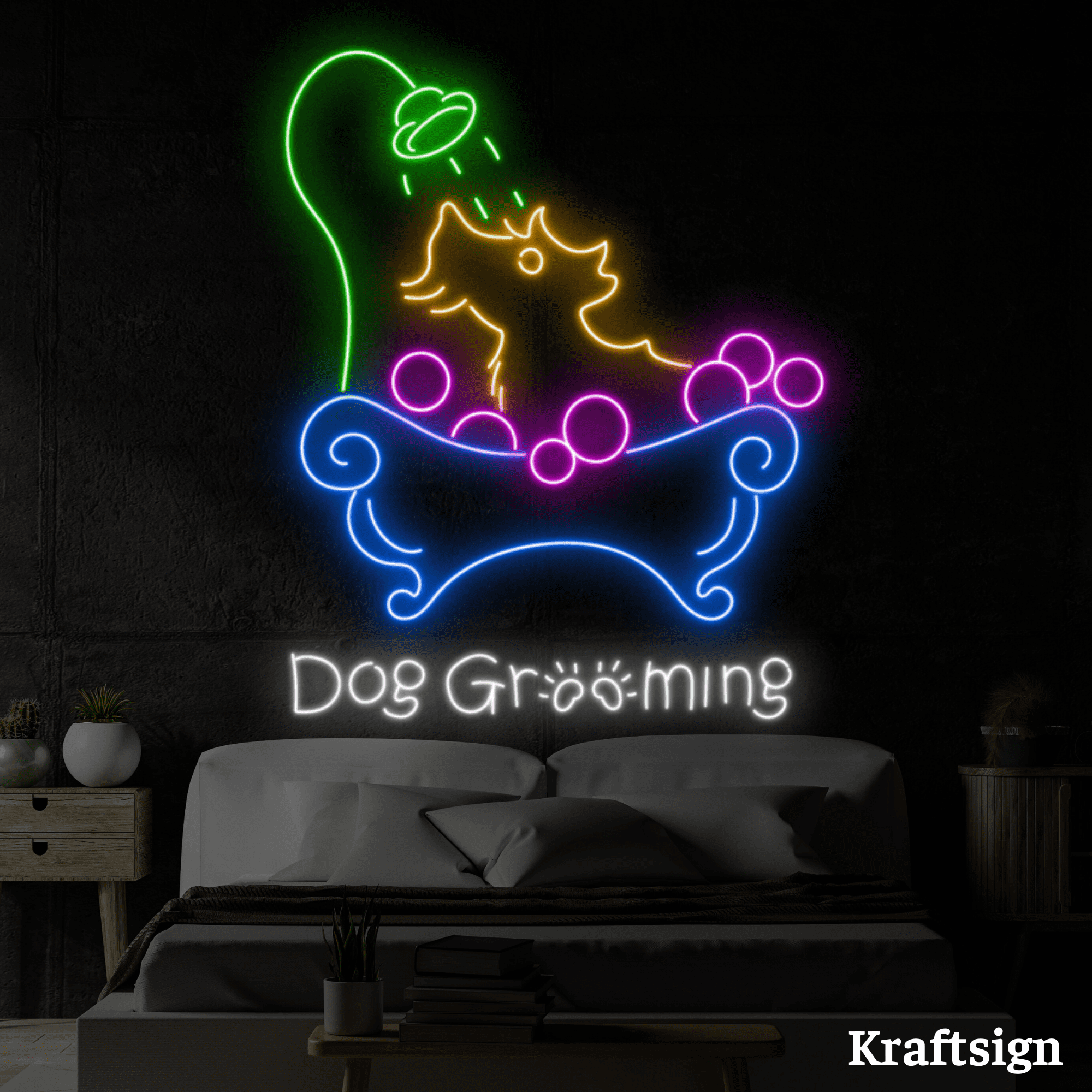 Craftnamesign Dog Grooming Neon Sign, Pet Spa LED Sign, Pet Grooming ...