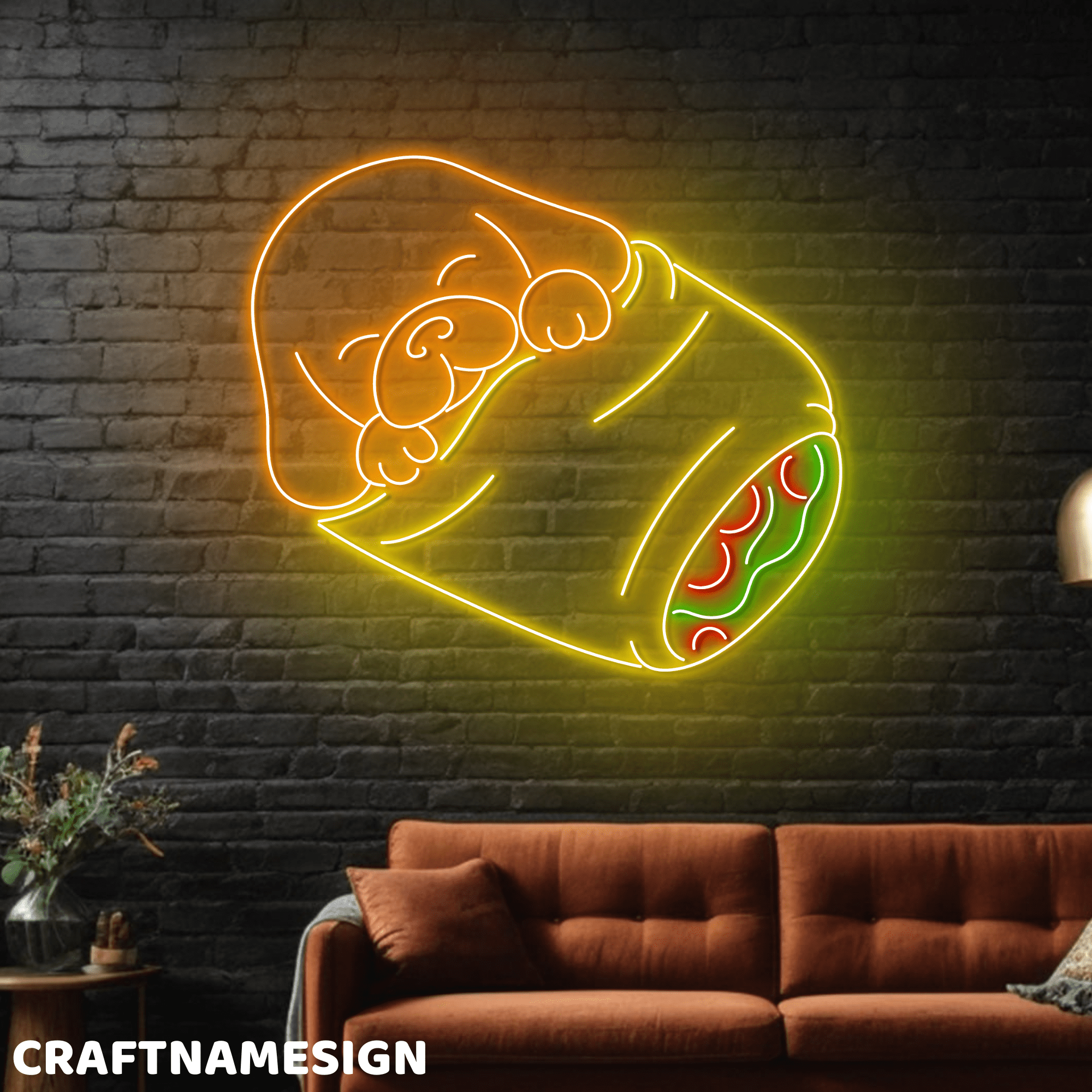 Craftnamesign Dog Sleeping Burrito Neon Sign, Mexican Restaurant Wall ...