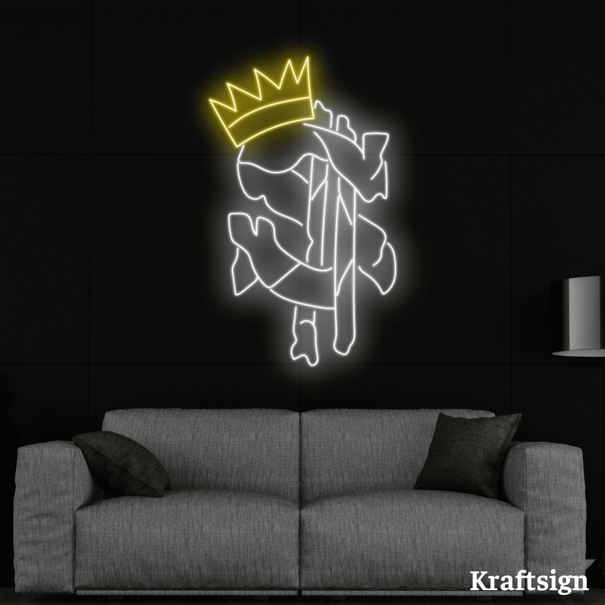 Craftnamesign Dollar Crown Neon Sign, Dollar King LED Sign, Men Cave ...