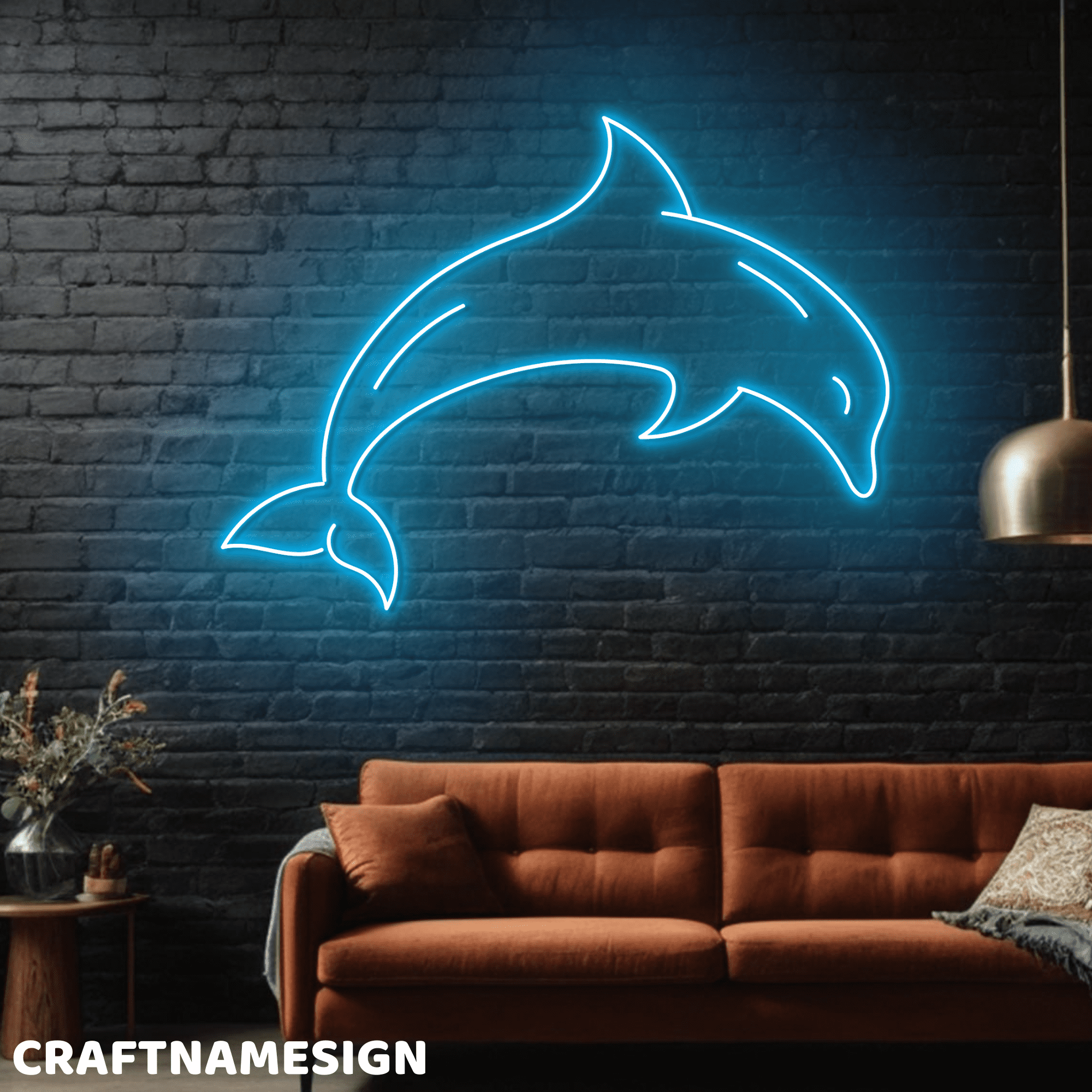 Craftnamesign Dolphin Neon Sign, Animal Wall Art, Led Sign For Living ...