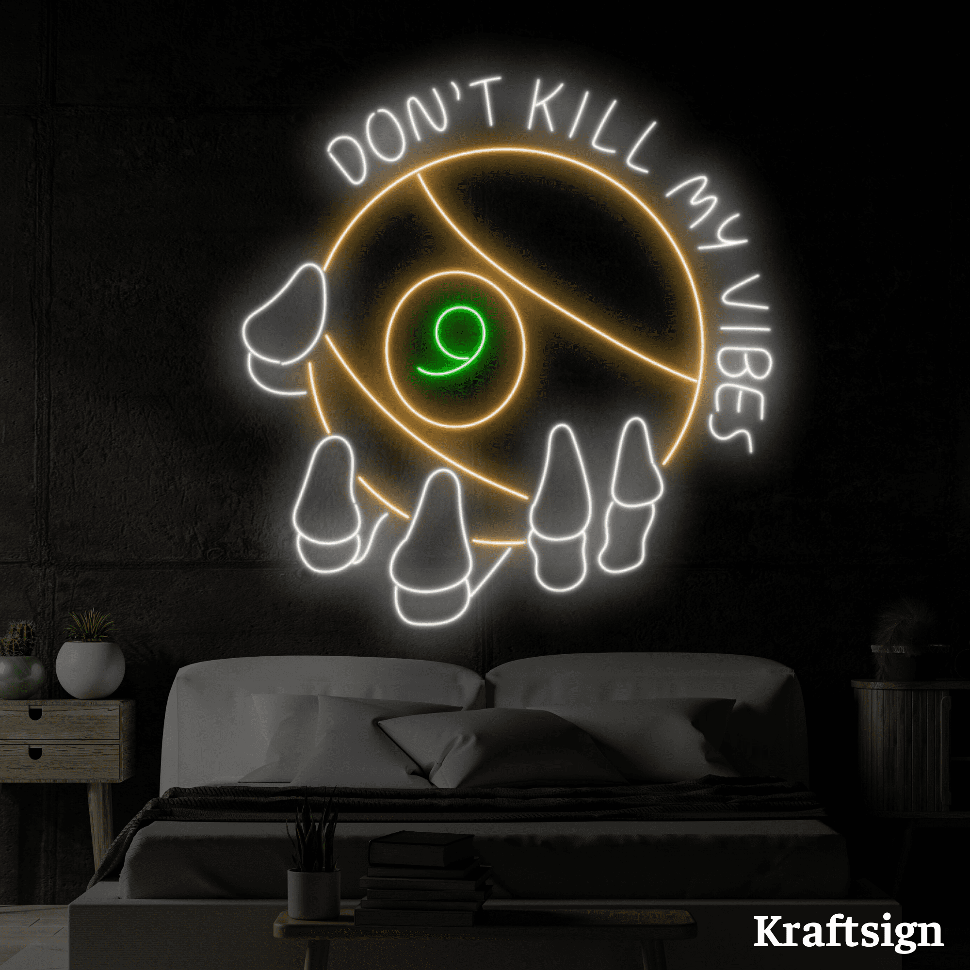 Craftnamesign Don't Kill My Vibes Neon Sign, Billiard Pool Room Decor ...