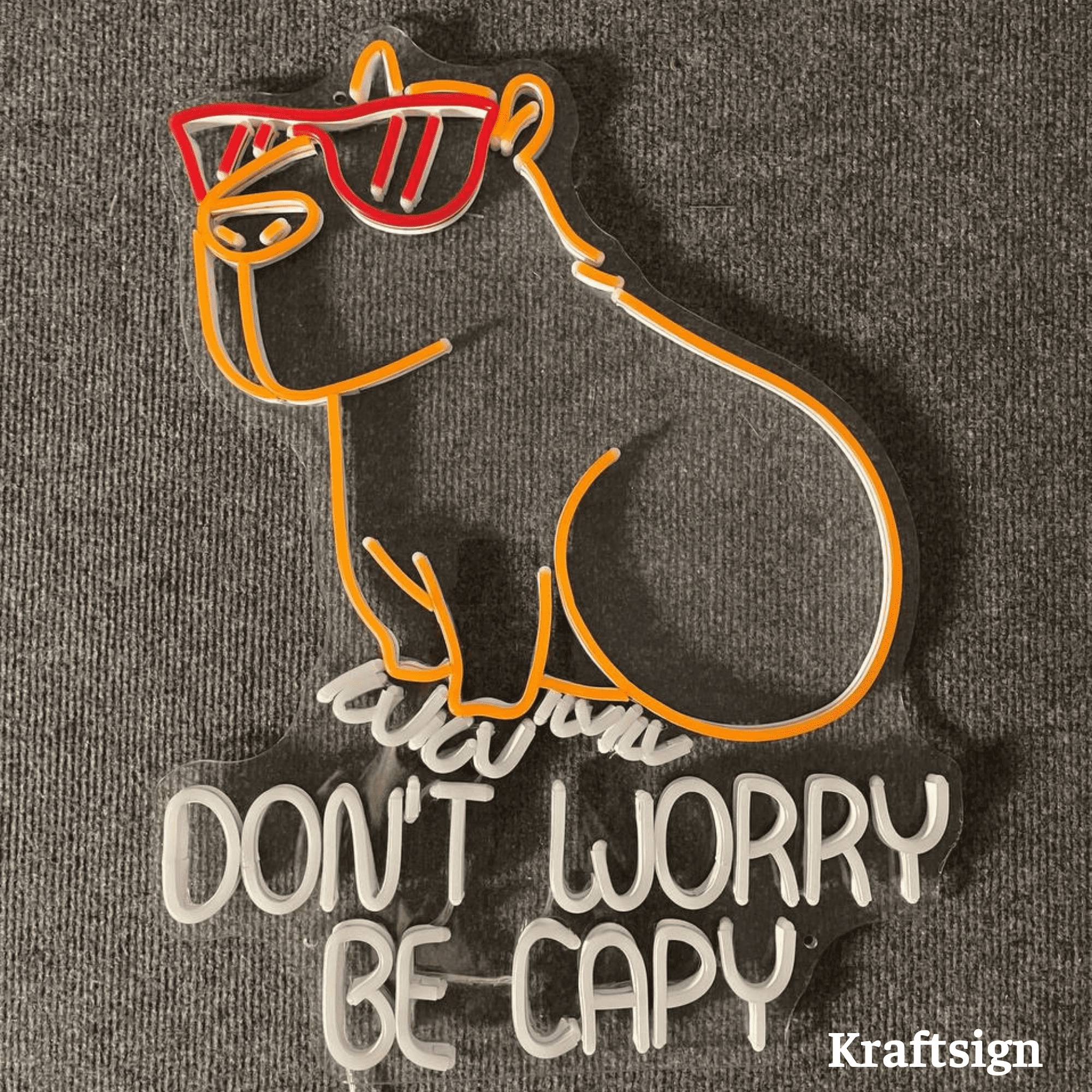 Craftnamesign Don't Worry Be Capy Neon Sign, Capybara LED Sign, Kid ...