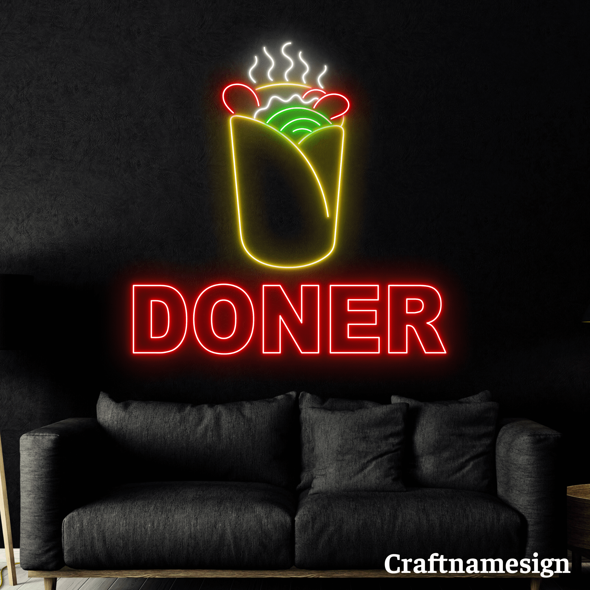 Craftnamesign Doner Kebab Neon Sign for Doner Shop Fast Food Store Wall ...