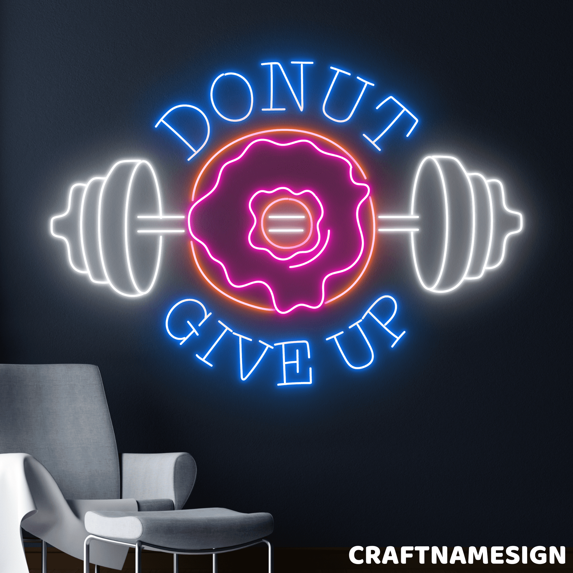 Craftnamesign Donut Give Up Neon Sign, Donut Shop Wall Art, Cake Store ...