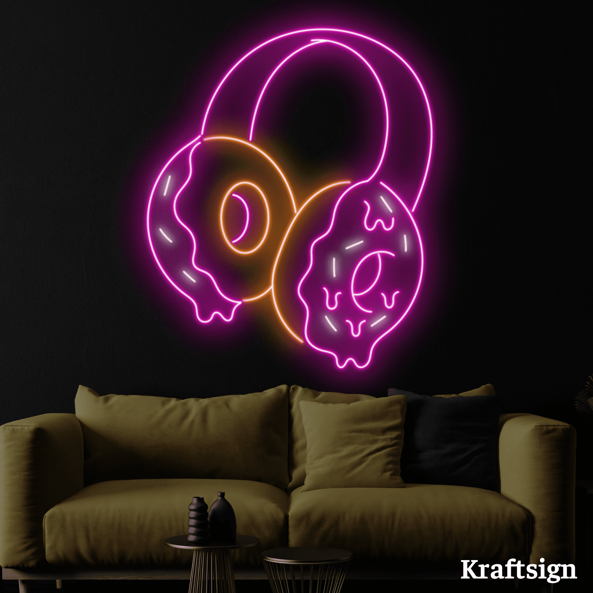 Craftnamesign Donut Headphone Neon Sign, Donut Shop Decor, Bakery ...