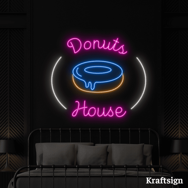 Craftnamesign Donut House Neon Sign, Donut Shop LED Sign, Bakery Wall ...