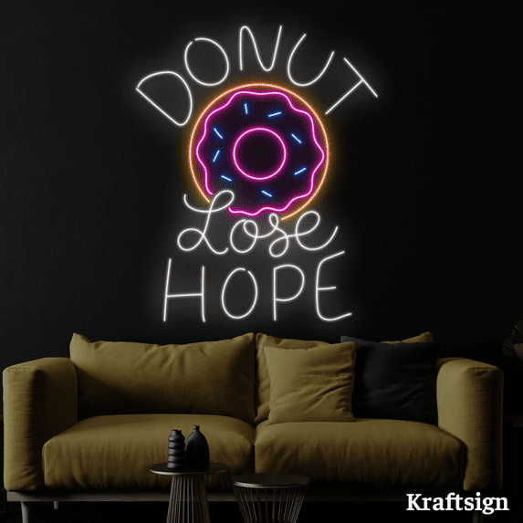 Craftnamesign Donut Lose Hope Neon Sign, Donut Shop Decor, Donut LED ...