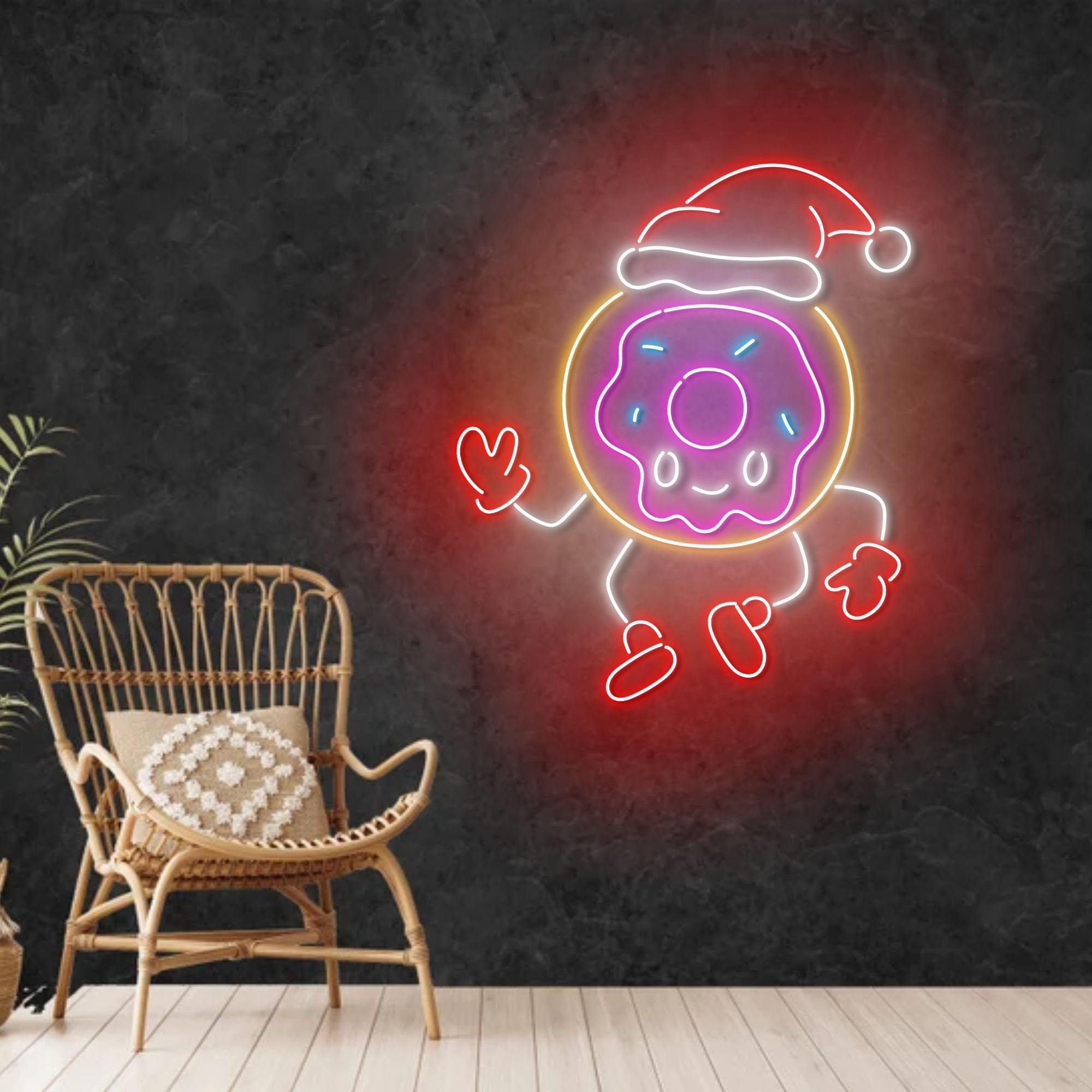 Craftnamesign Donut Santa Neon Light, Donut Store Wall Art, Christmas ...