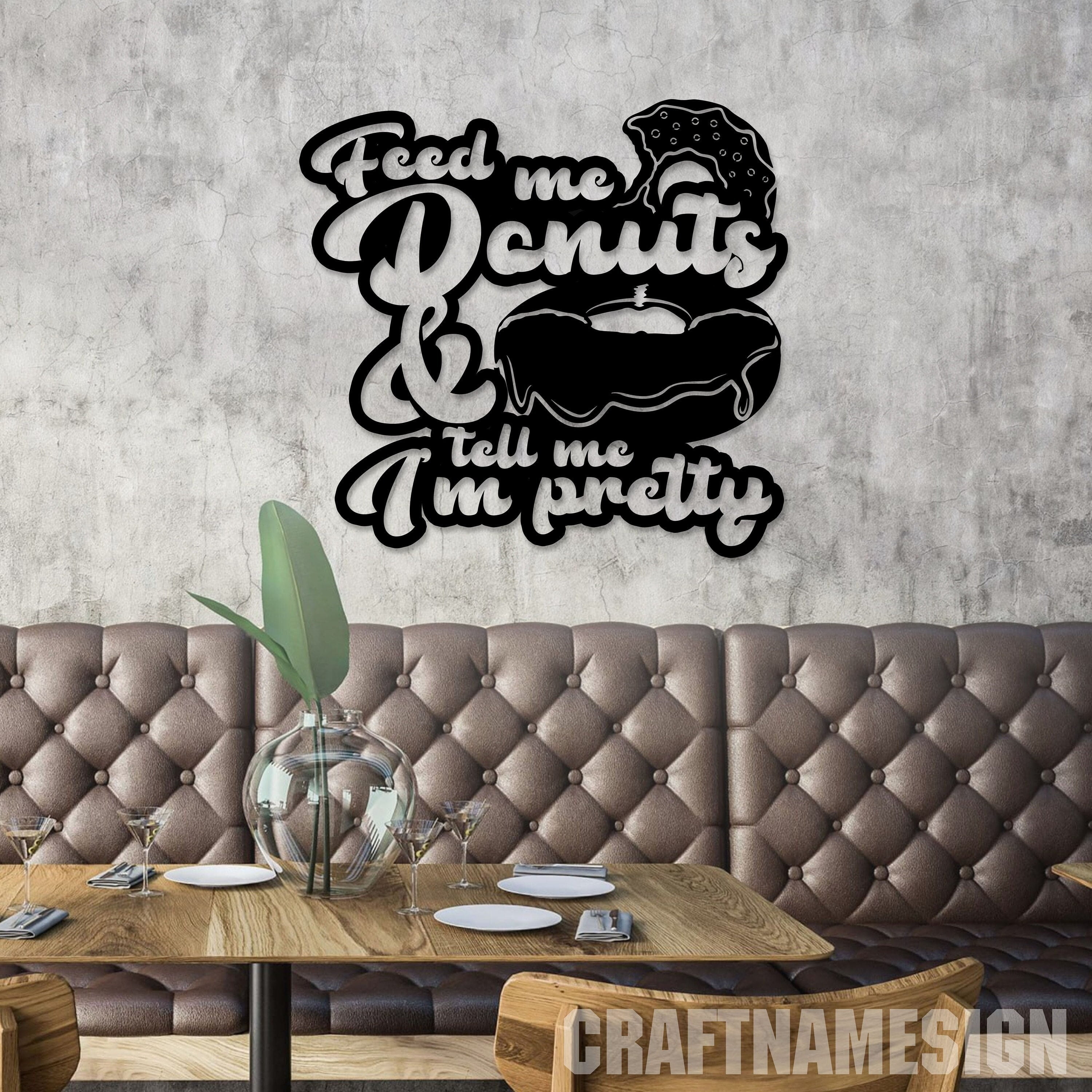 Craftnamesign Donut Shop Metal Wall Art with LED Lights, Feed Me Donut ...