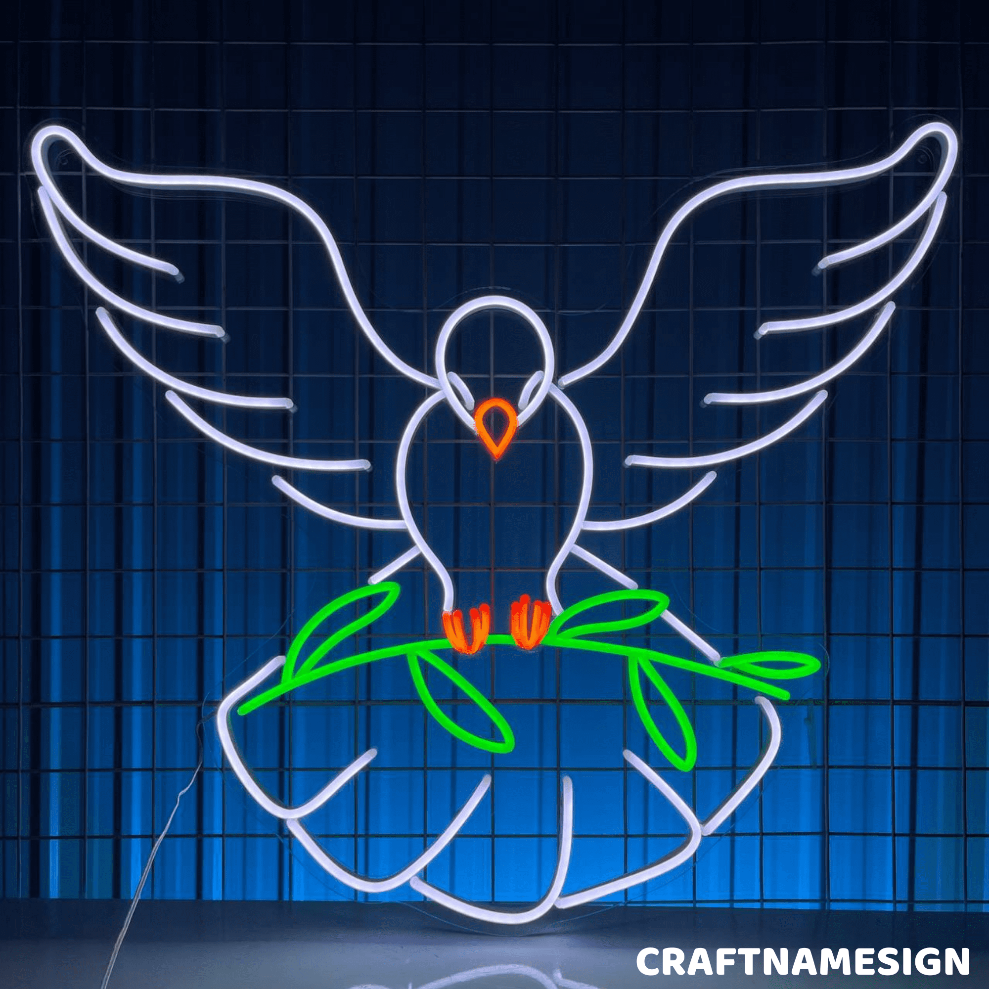 Craftnamesign Dove Bird Neon Light For Store Wall Decor, Peace On Earth ...