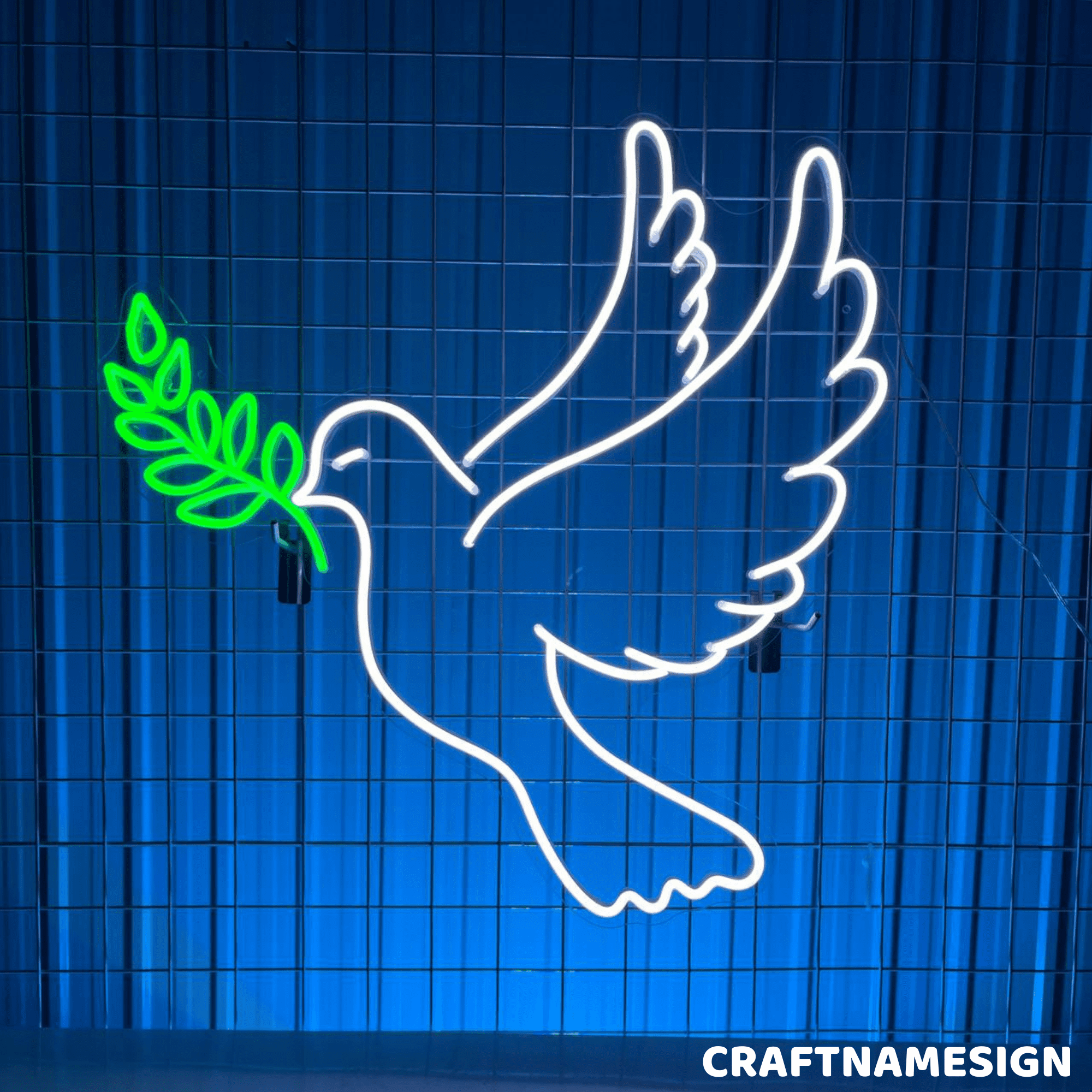 Craftnamesign Dove Peace Neon Light, Bird LED For Store Shop Wall Decor ...