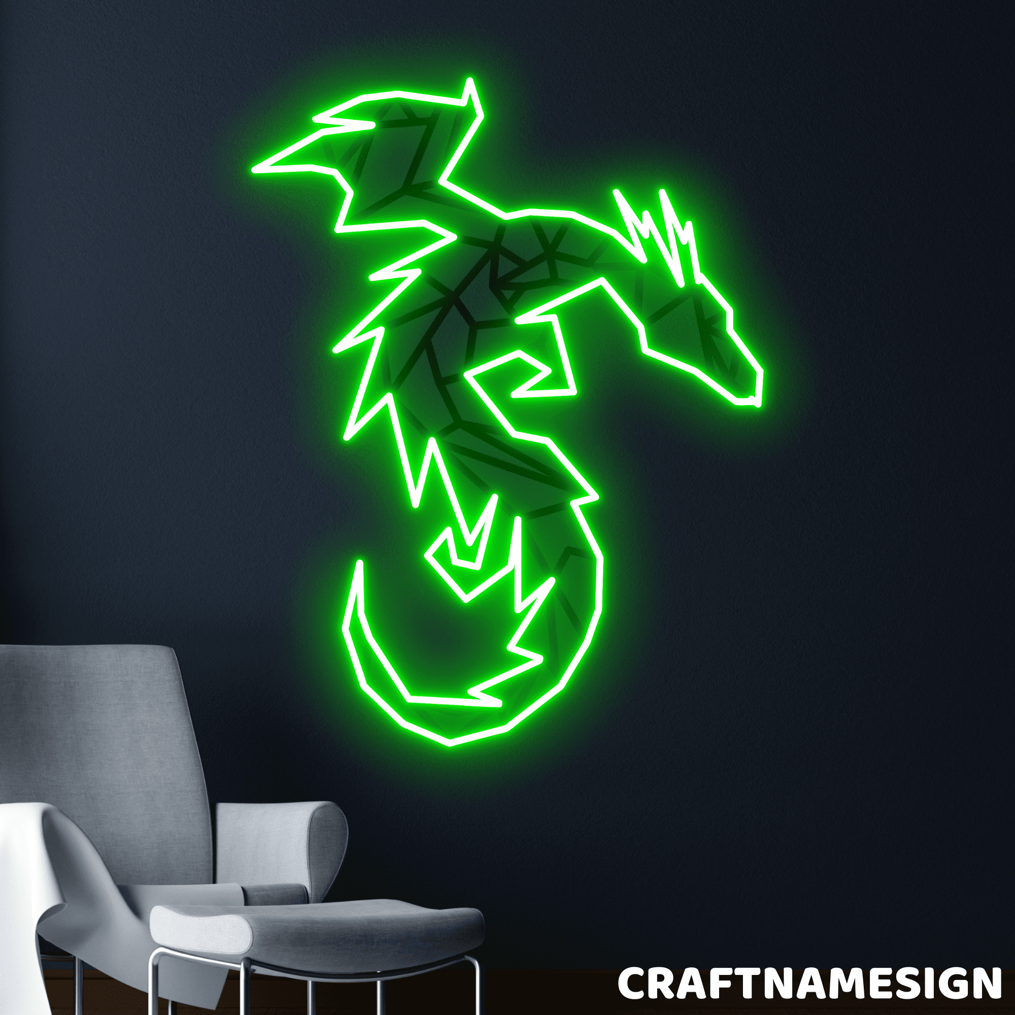 Craftnamesign Dragon Neon Decal, Living Room Wall Art, Bar Pub Wall ...
