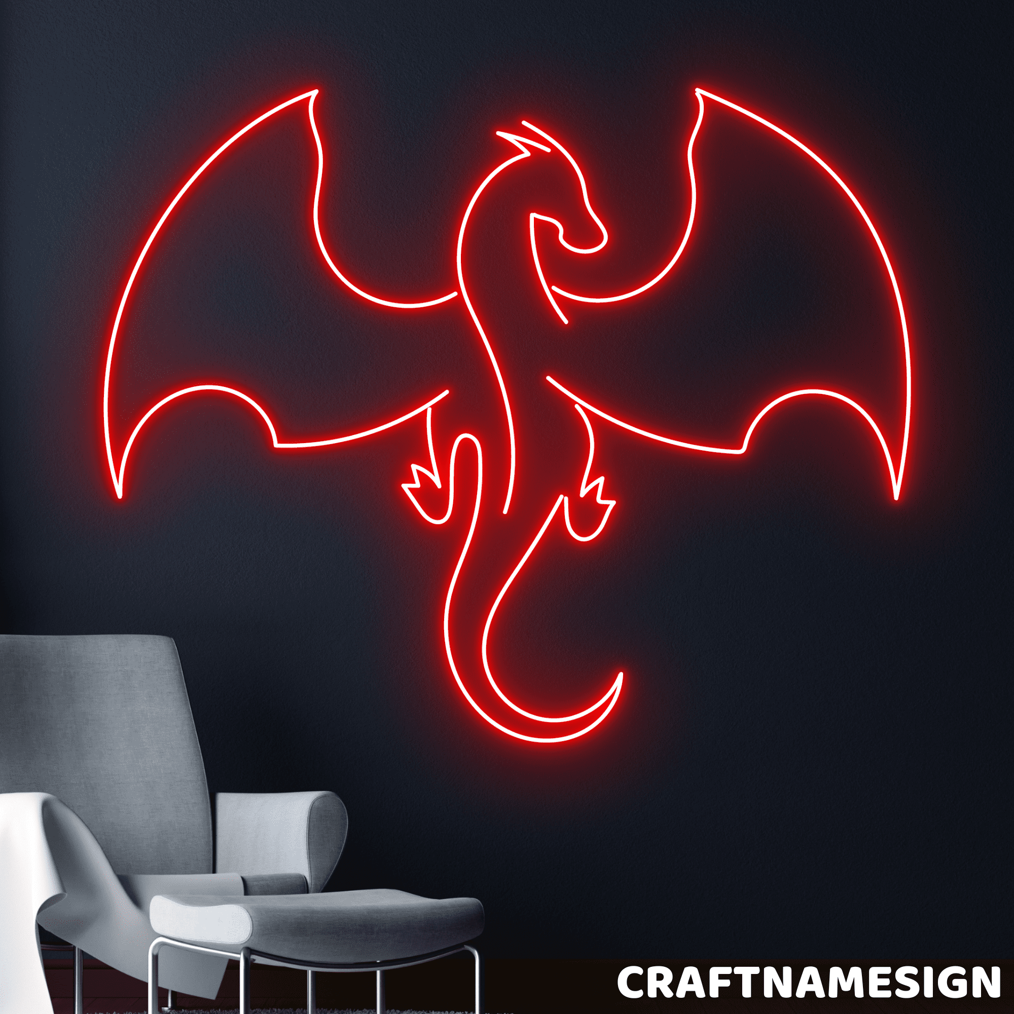 Craftnamesign Dragon Neon Sign, Bar Pub Wall Decor, Game Room Led Light ...