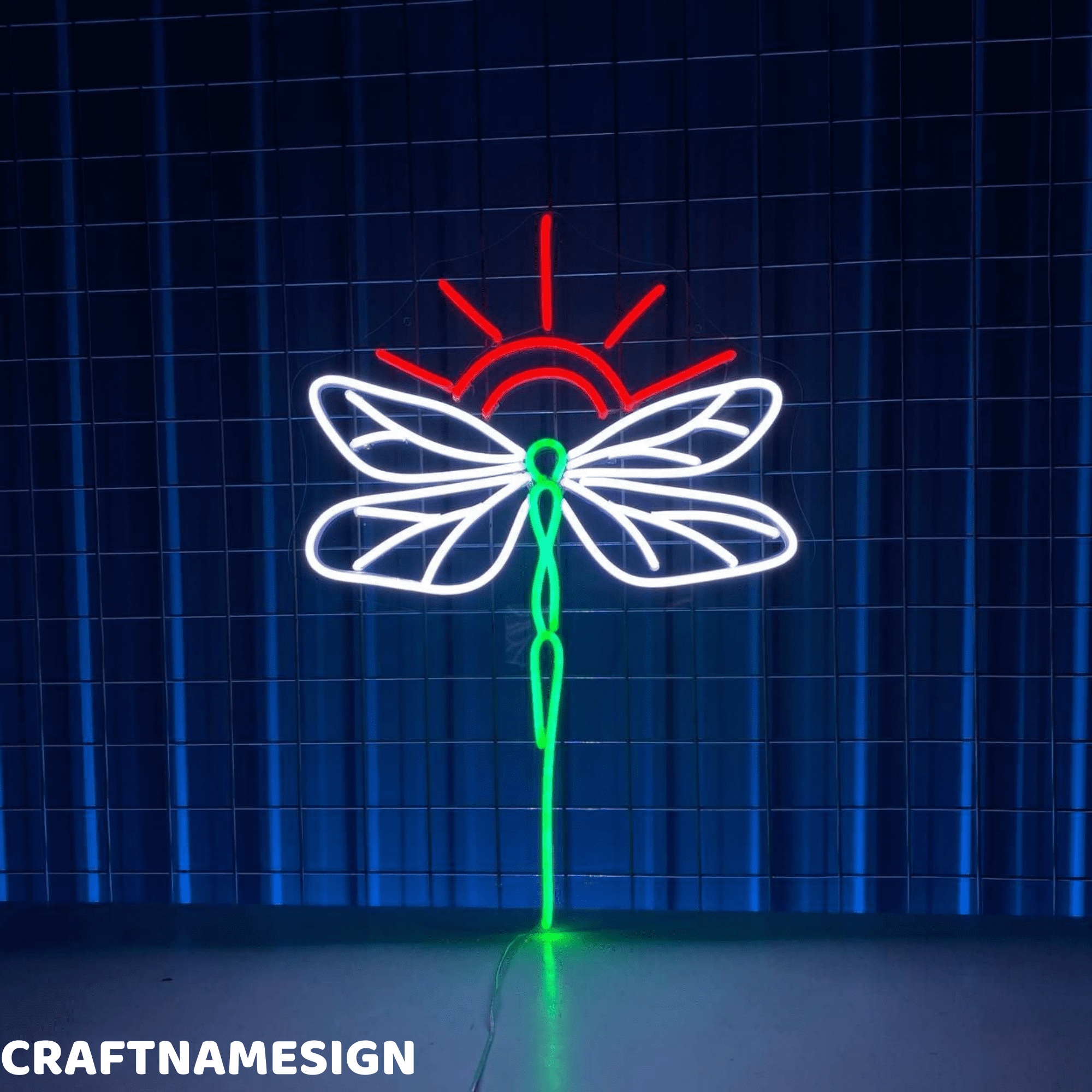 Craftnamesign Dragonfly Neon Sign, Bedroom Wall Decor, Dragonfly ...
