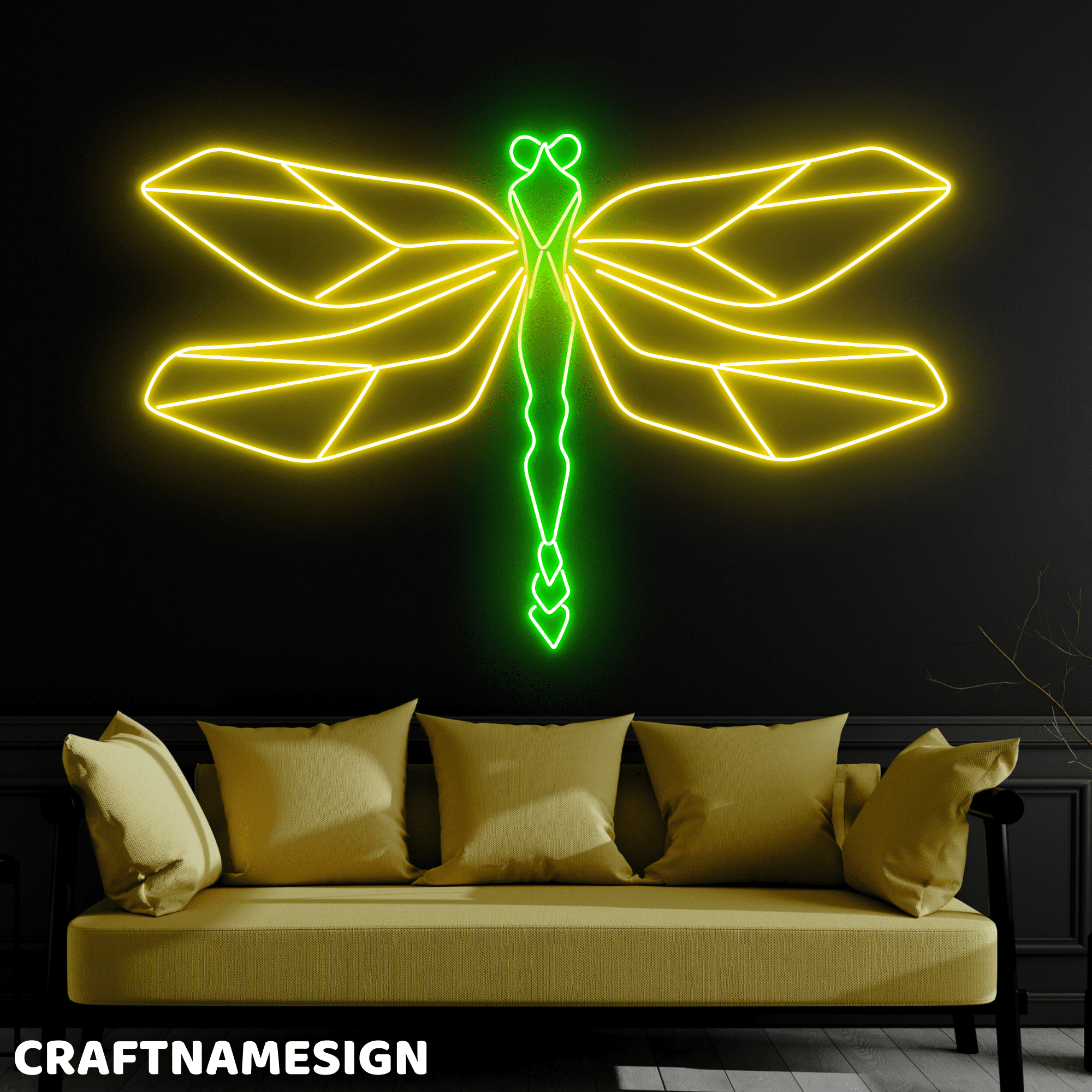 Craftnamesign Dragonfly Neon Sign, Dragonfly Artwork, Bedroom Wall Art ...