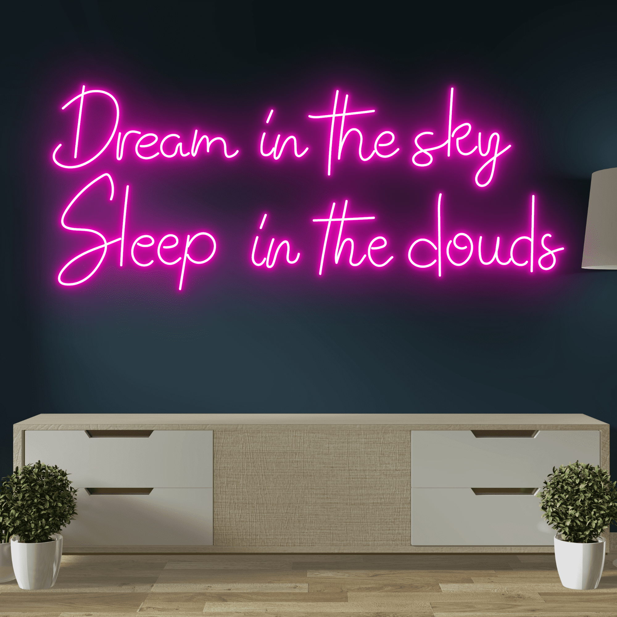 Craftnamesign Dream In The Sky Neon Sign Quote Wall Art For Living