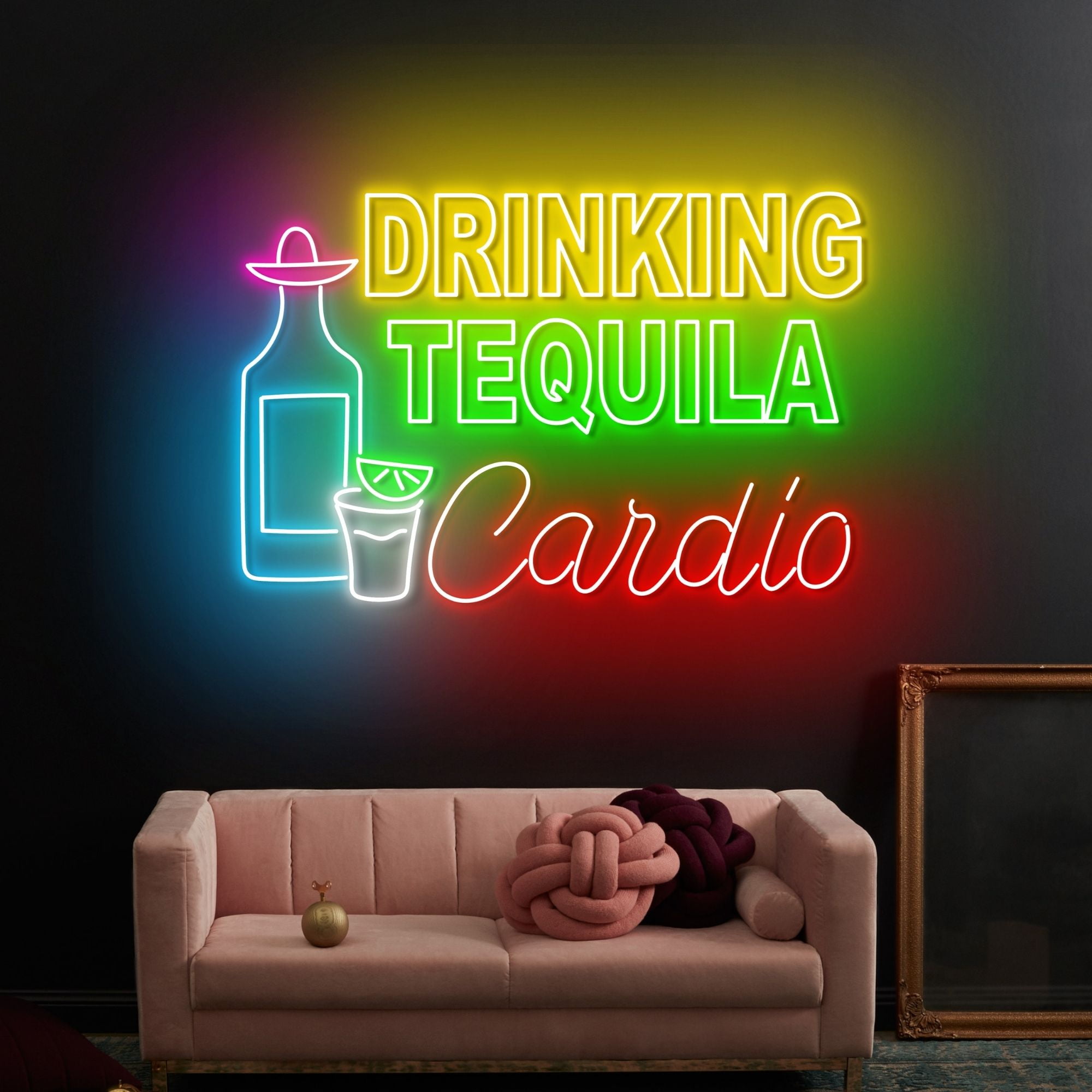 Craftnamesign Drinking Tequila Cardio Neon Light, Tequila Led Sign ...