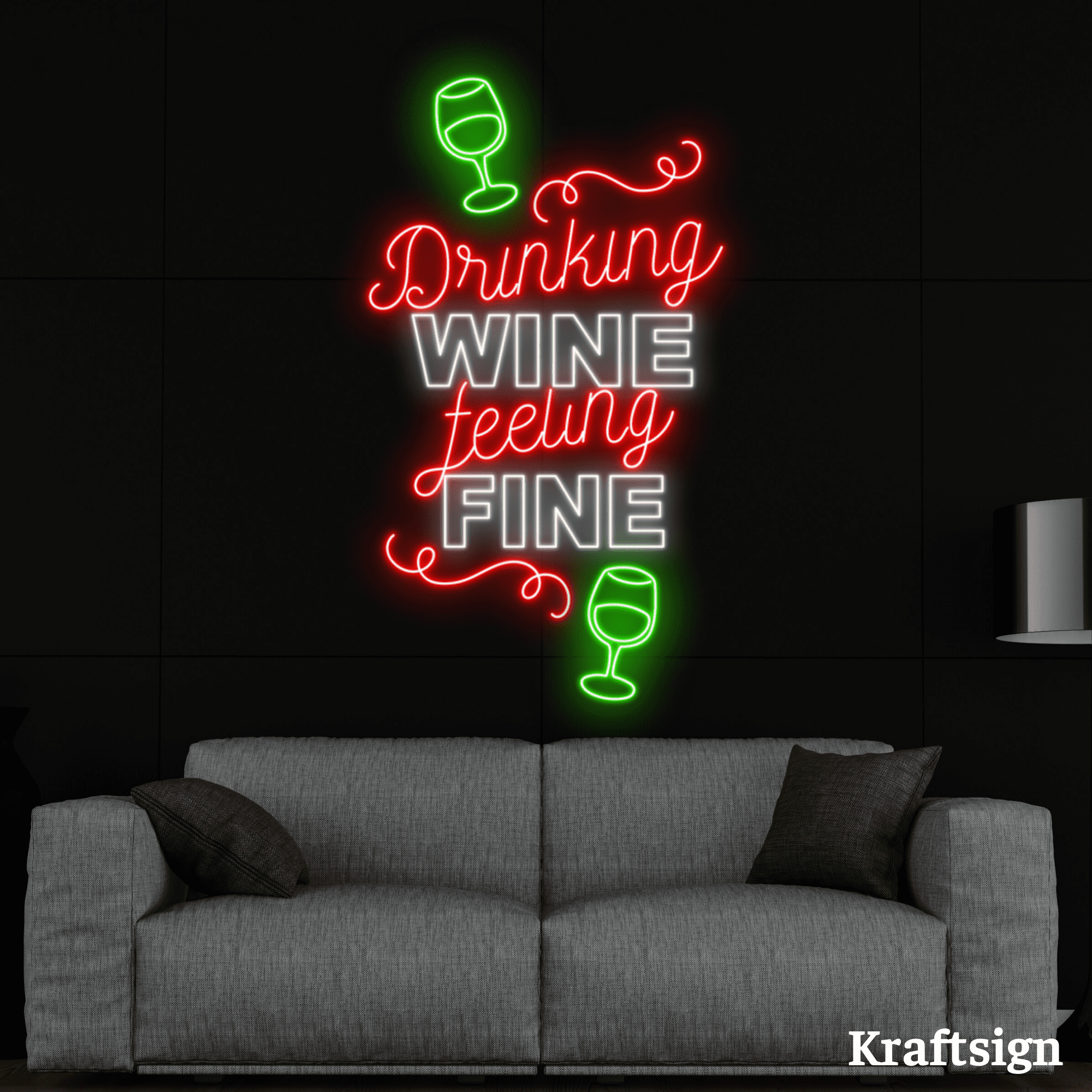 Craftnamesign Drinking Wine Feeling Fine Neon Sign, Cocktail Bar LED ...