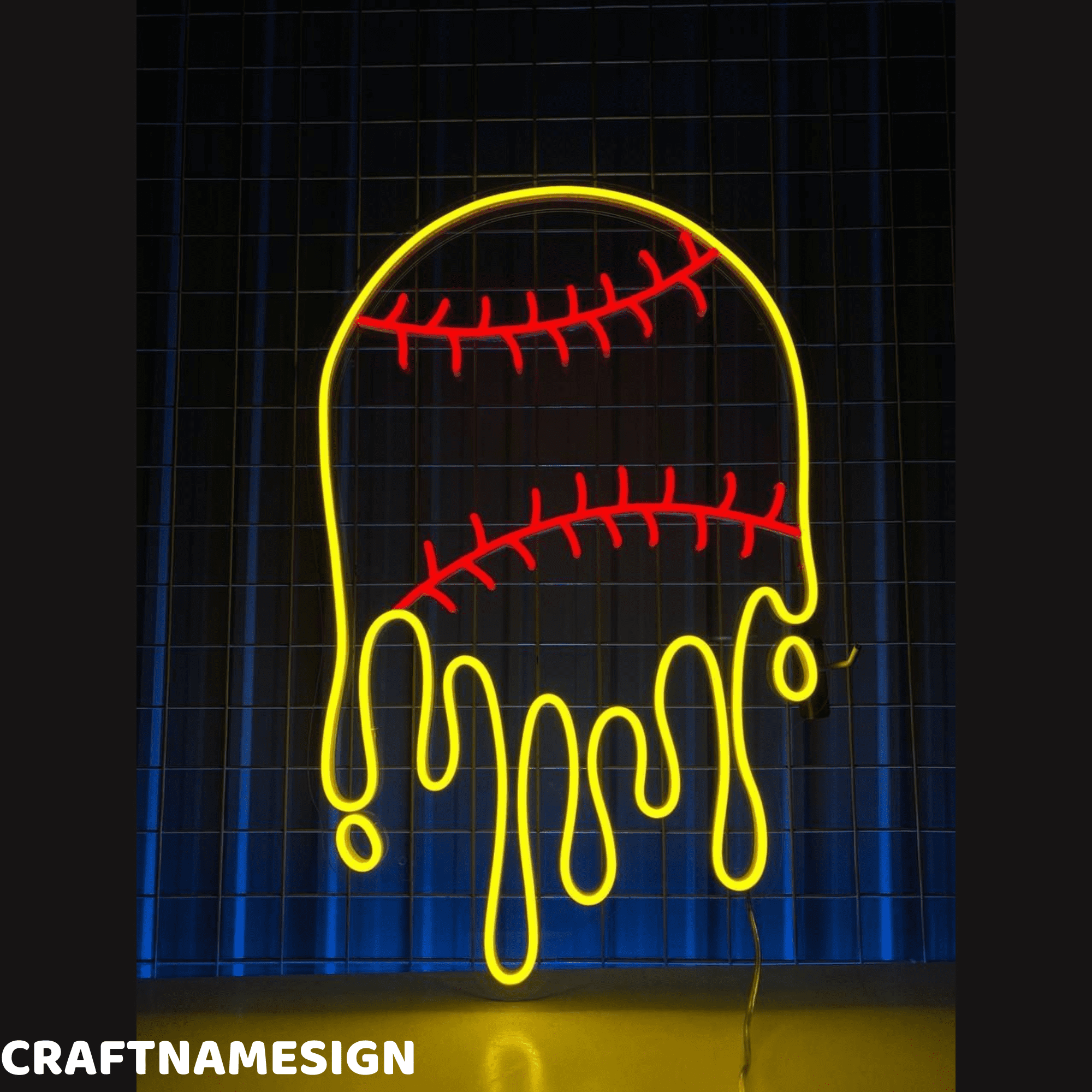 Craftnamesign Dripping Baseball Led Sign, Bedroom Wall Decor, Baseball ...